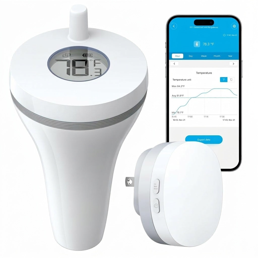 Justincity WiFi Pool Thermometer Wireless App Smart Digital Floating ...