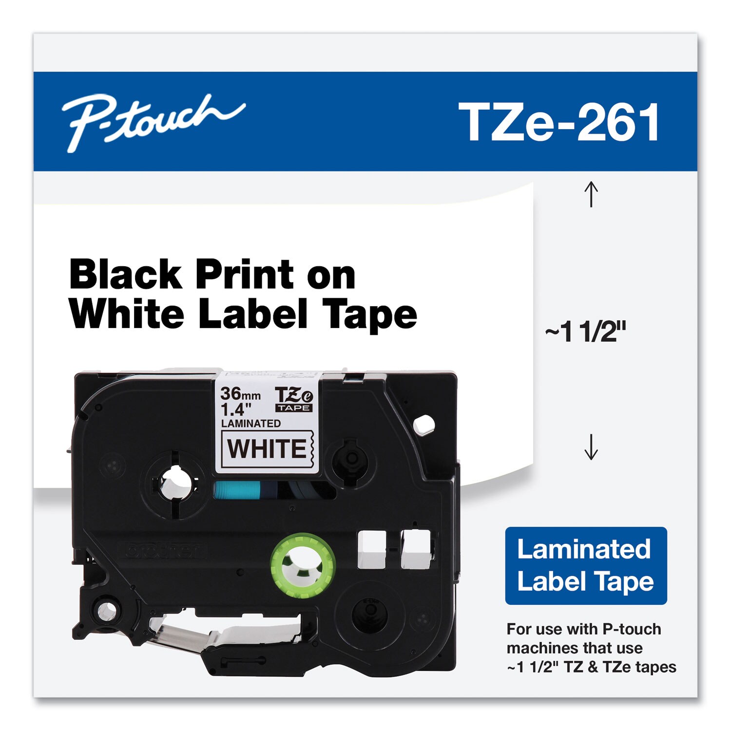 Brother Tze Standard Adhesive Laminated Labeling Tape 1.4 X 26.2 Ft ...