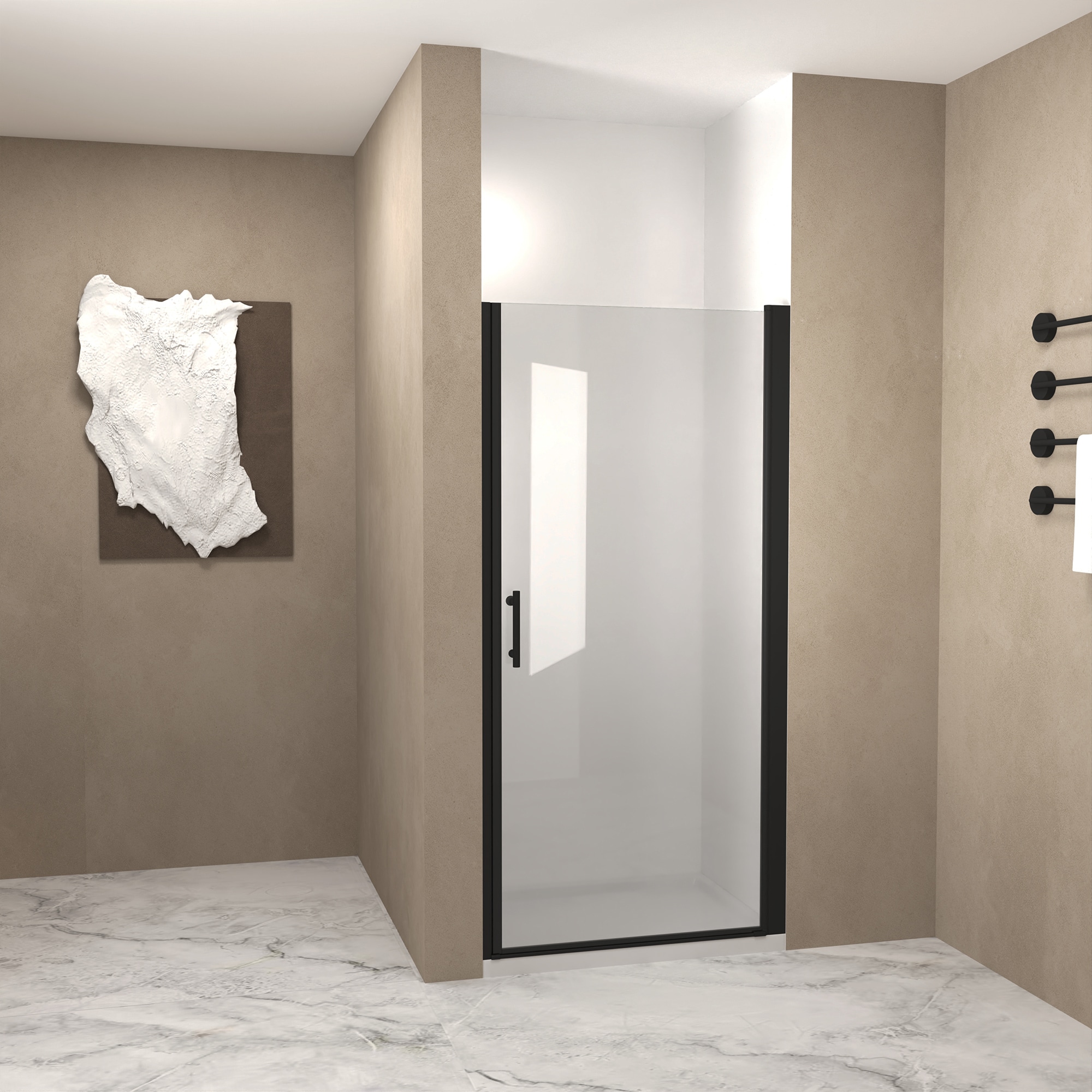 GDFStudio Clara 30 in. W x 72 in. H Modern 1/4 in. (6mm) Tempered Glass ...