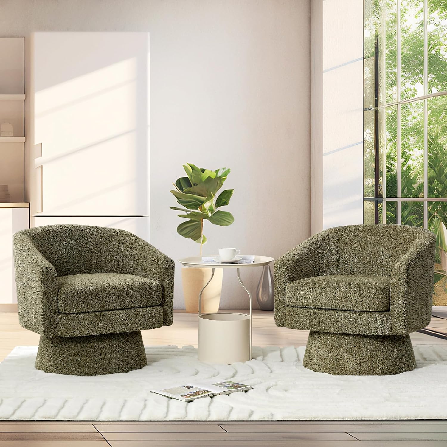 GAOMON 360 Swivel Accent Chair with Arms Chenille Upholstery Ergonomic ...