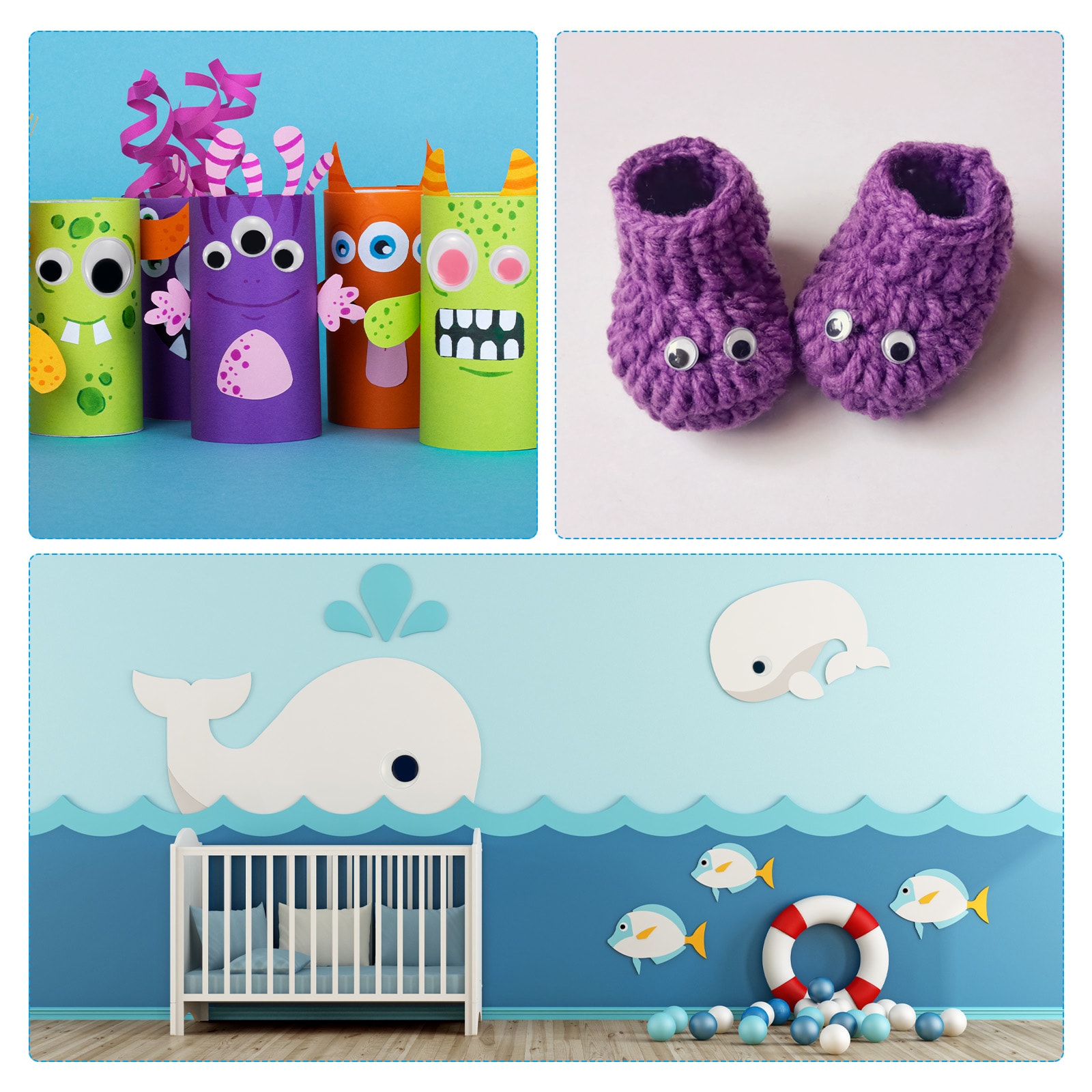 PATIKIL Wiggly Eyes with Self-Adhesive Googly Eyes 8Pcs Sticky Wiggle ...