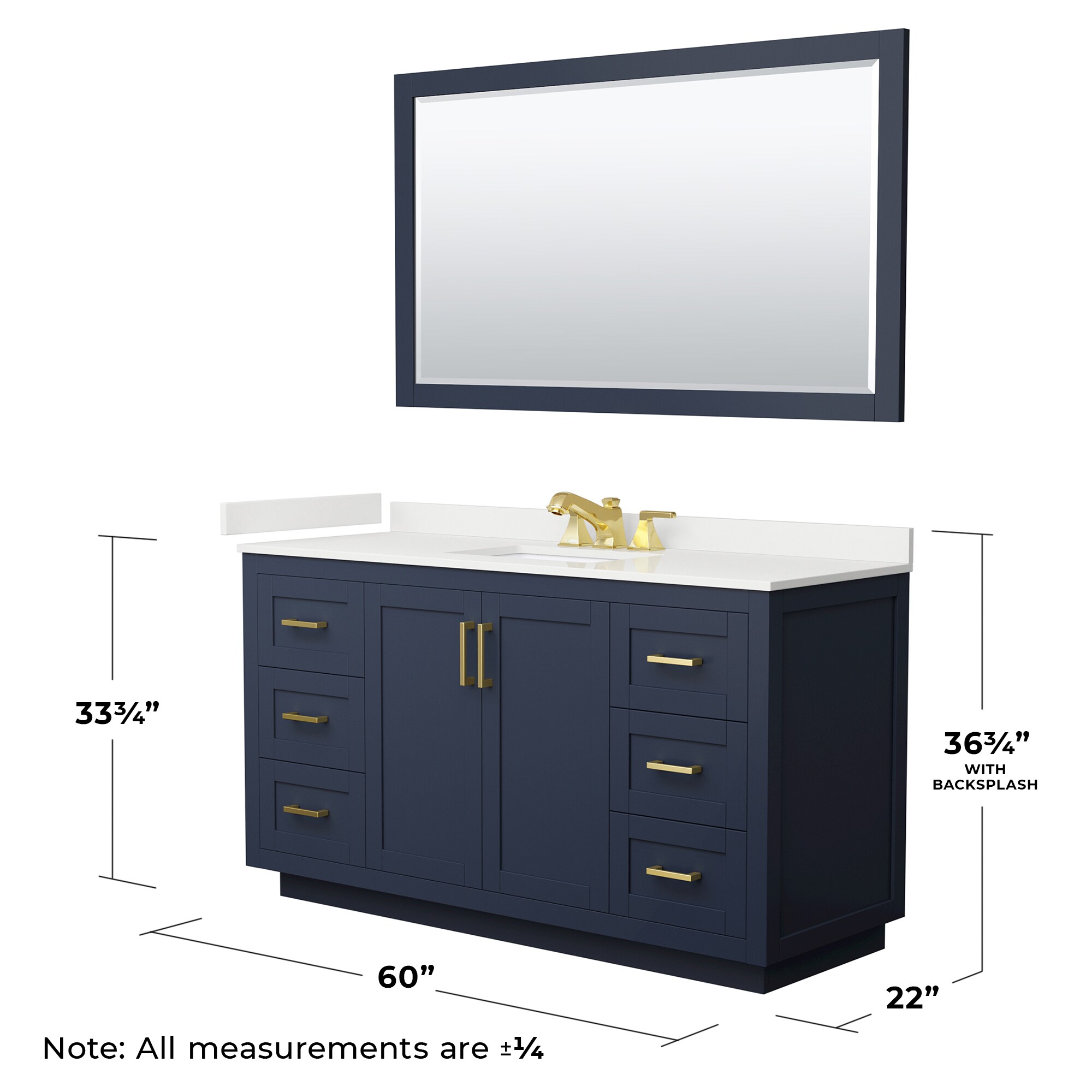 Wyndham Collection Miranda 60-in Dark Blue Undermount Single Sink ...