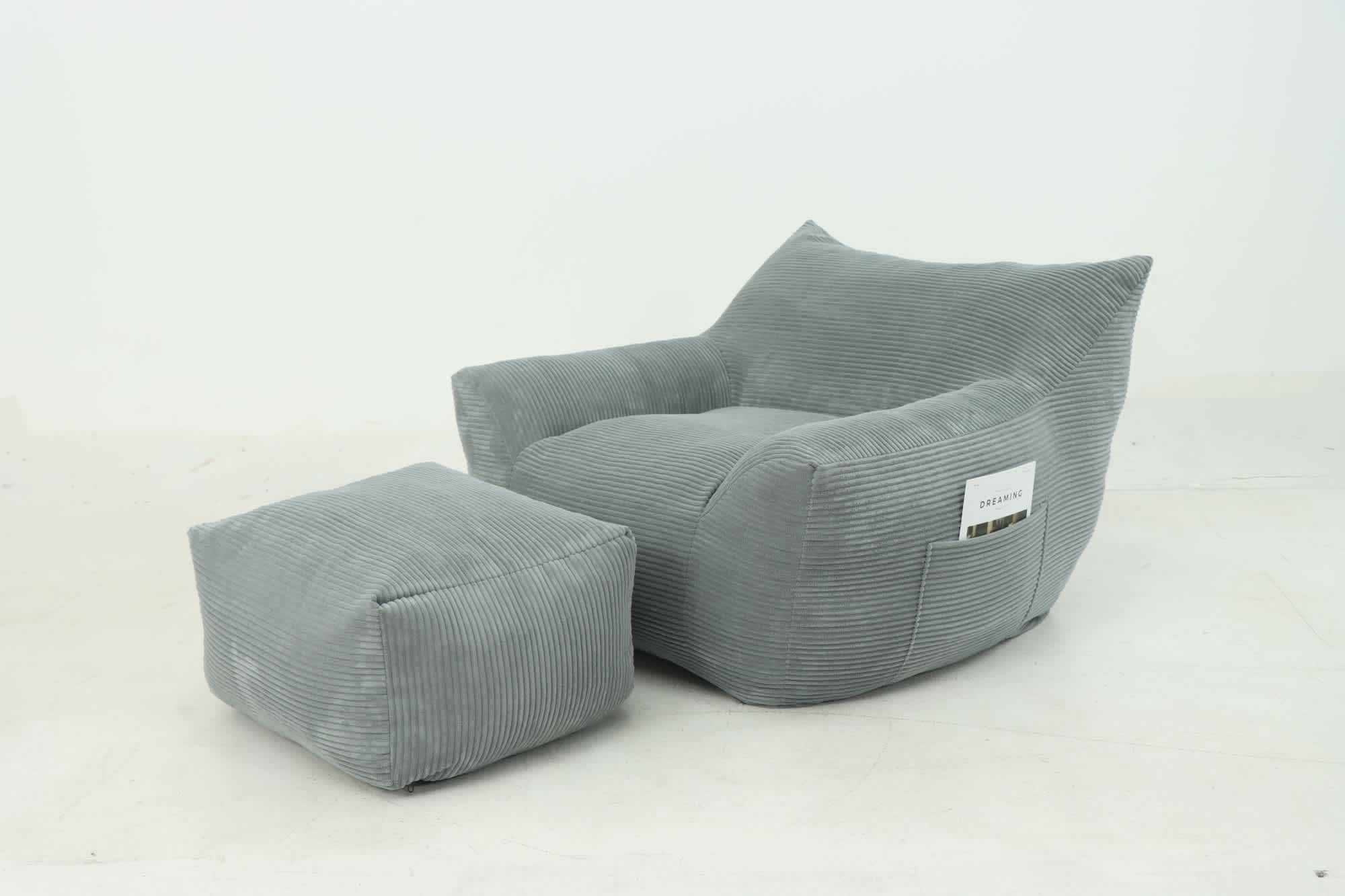 Vynxaria Bean Bag Chair for Adults High Resilience Shredded Foam Comfy ...