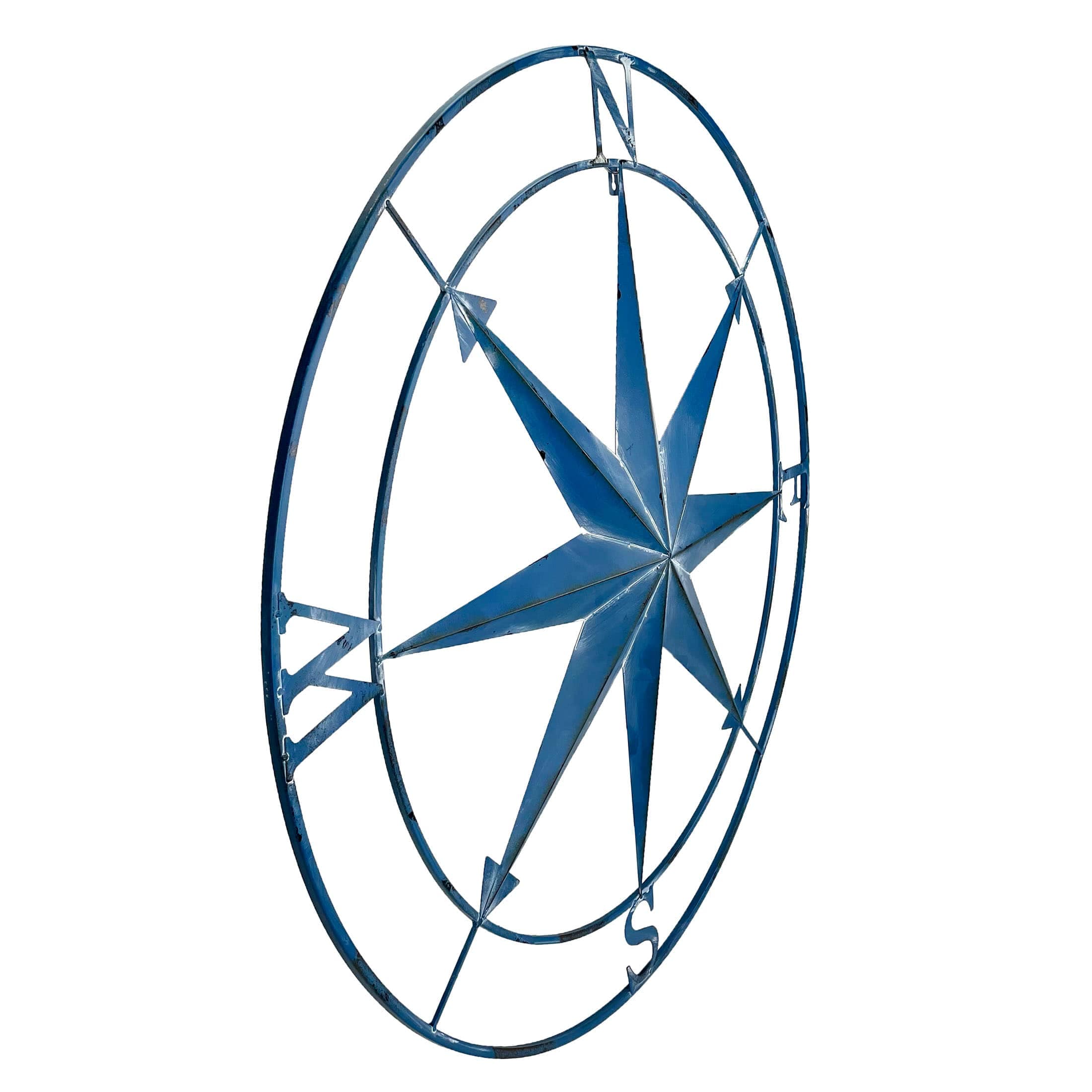Zeckos Aegean Blue Indoor Outdoor Metal Compass Rose Wall Sculpture 39. ...