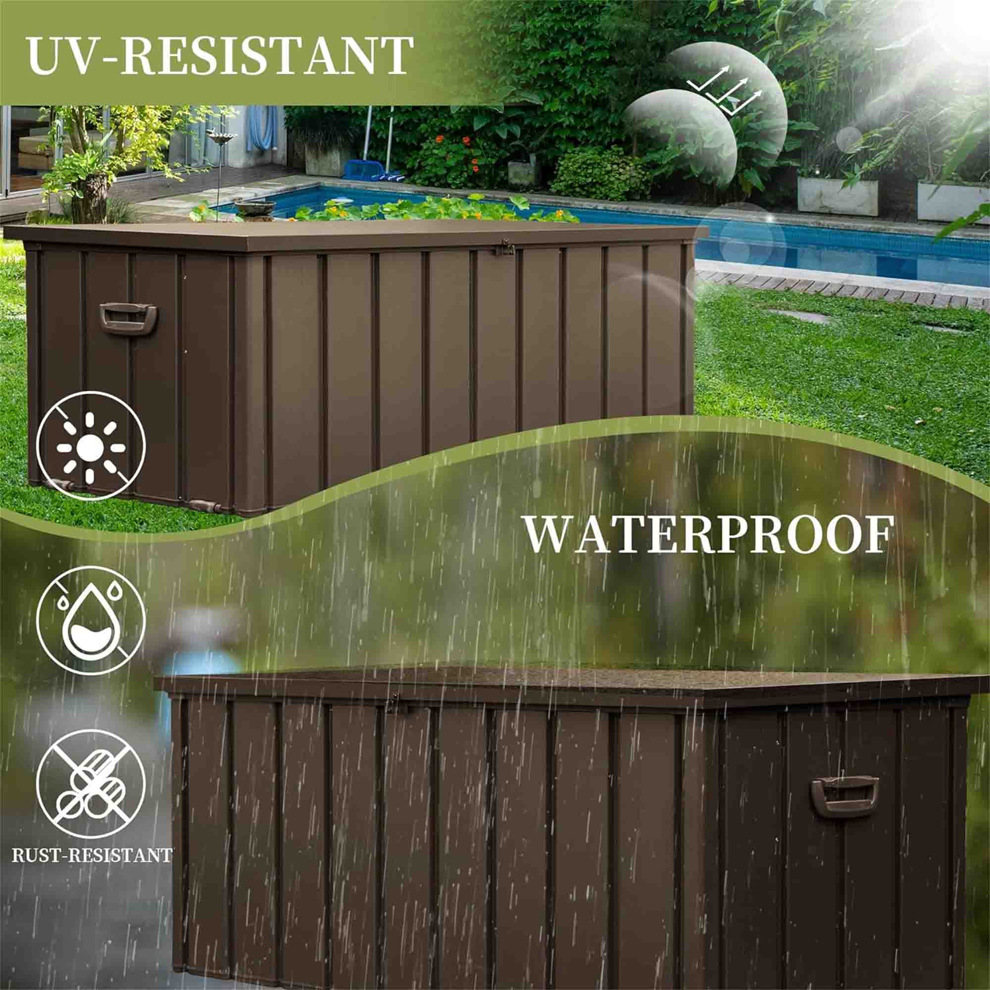 Dimakai 150 Gallon Large Outdoor Waterproof Storage Deck Box Patio Bin ...