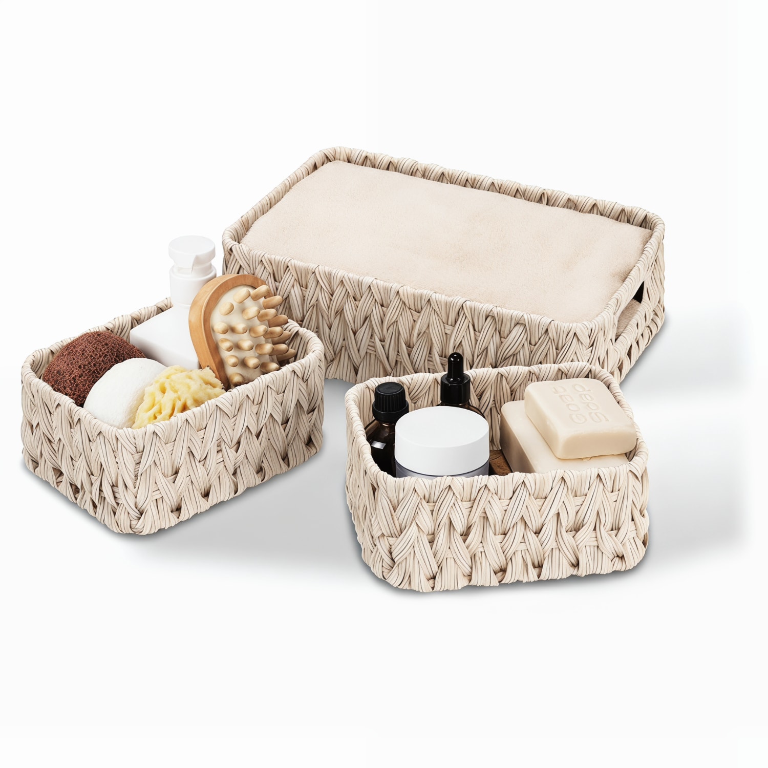 Paradigms Interiors 3 Pack Wicker Storage Baskets Small Woven Baskets ...
