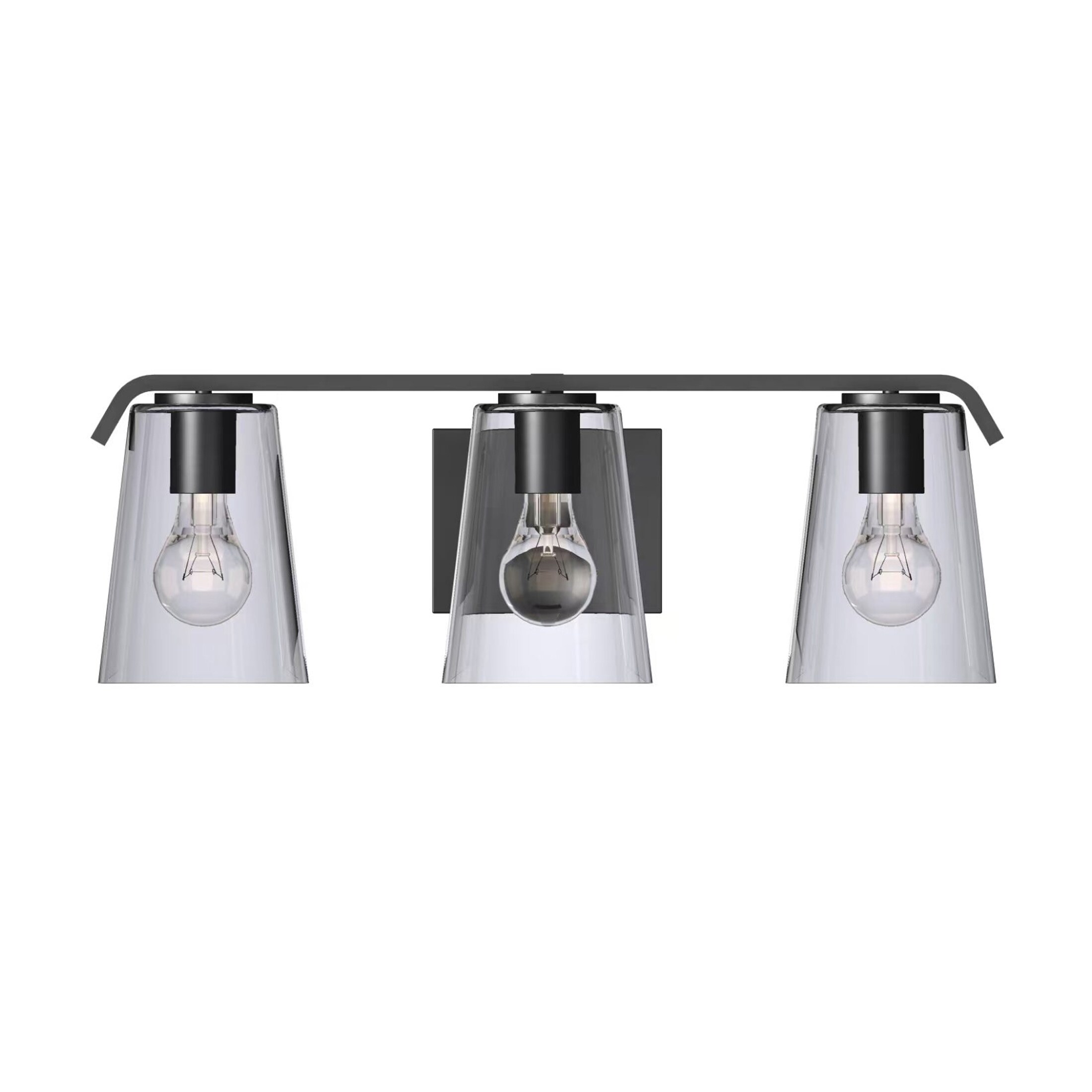 KAWOTI 22-in 3-Light Matte Black Transitional Vanity Light in the ...