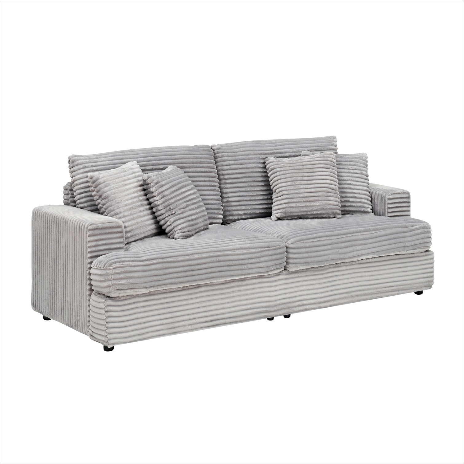SunJet 3-Seater Sofa with 4 Toss Pillows 88.58-Inch Corduroy ...