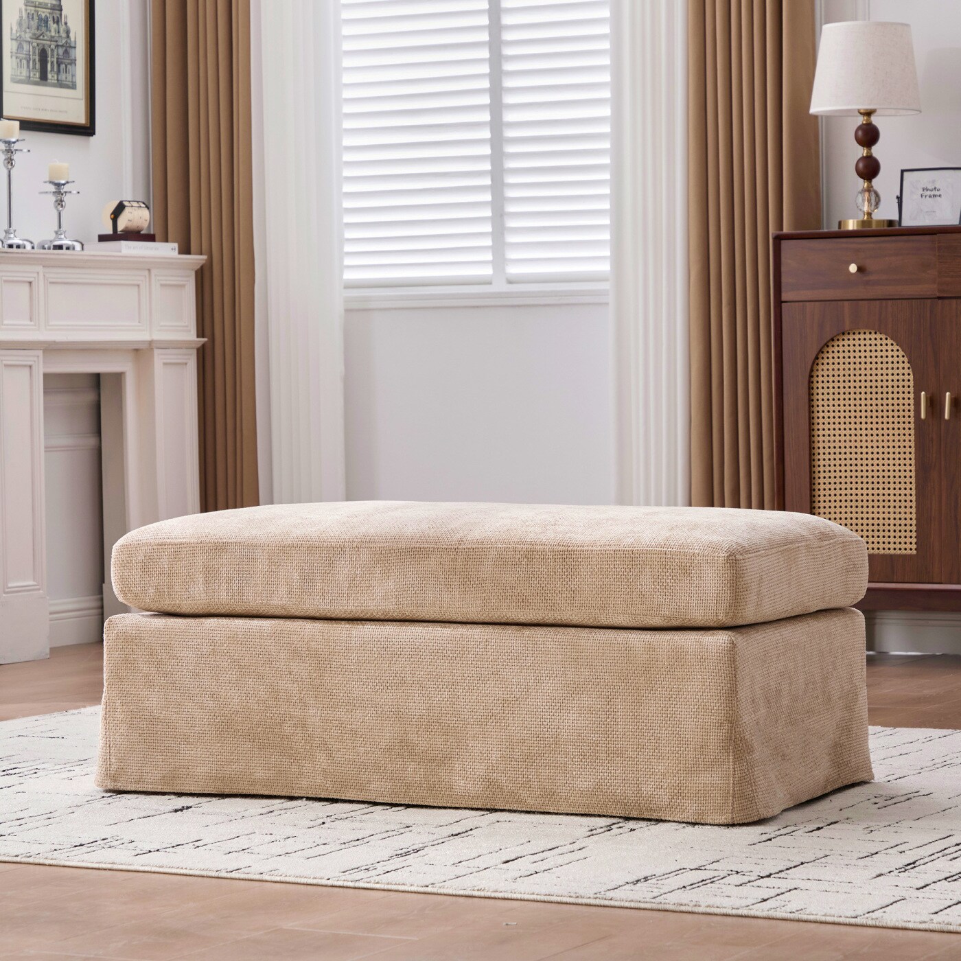 Streamdale Furniture Streamdale Modern Chenille Ottoman with Black ...