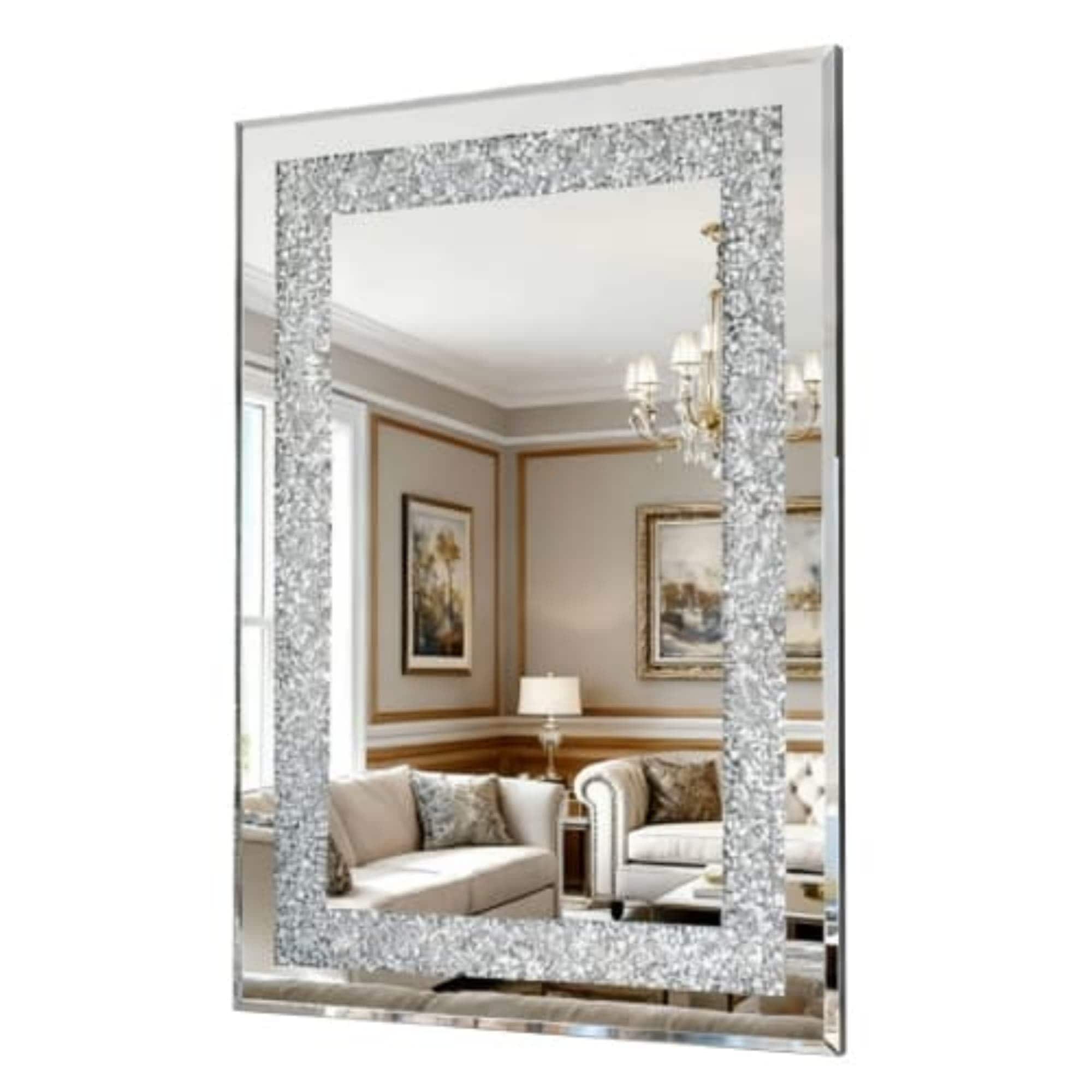 Lycvki Crystal Crush Diamond Rectangle Silver Mirror in the Mirrors ...