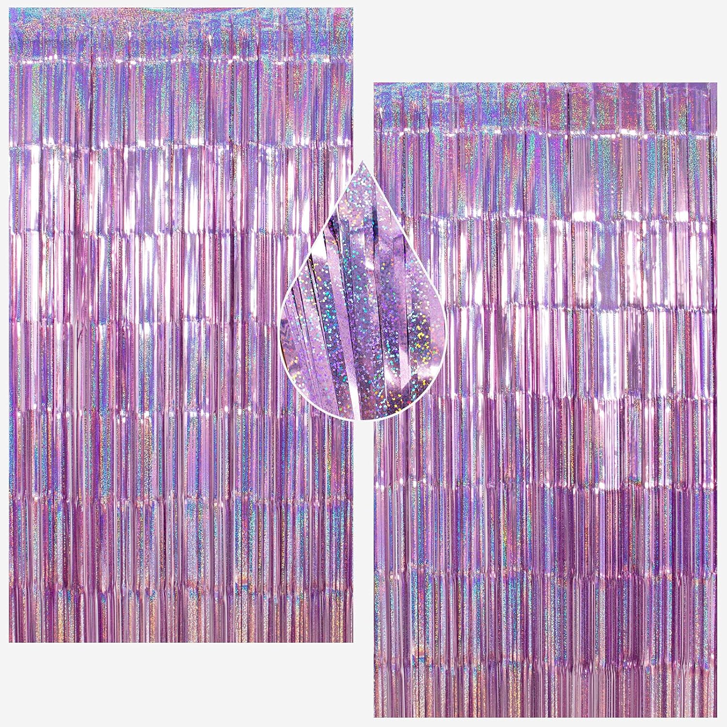ShiDianYi Foil Fringe Curtains for Parties 2 Pack 3.2ft x 6.6ft Light ...