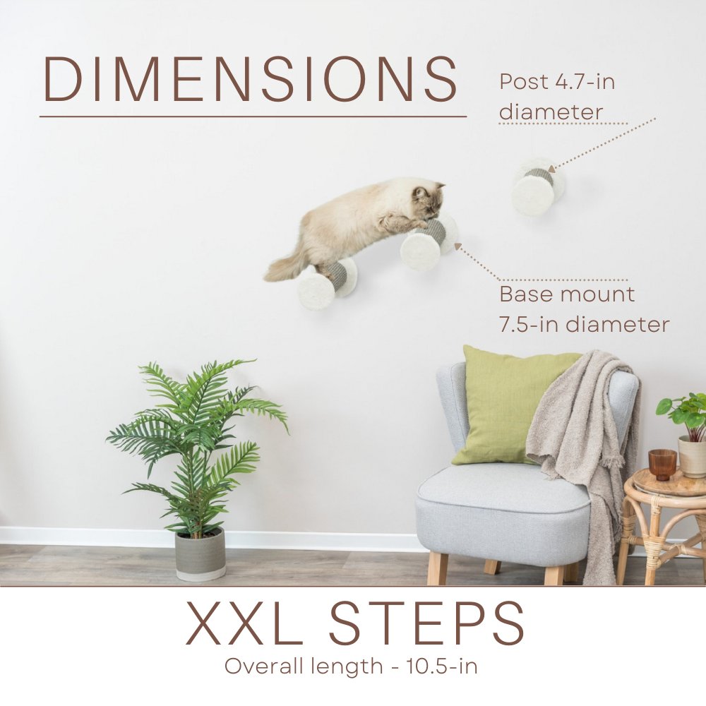TRIXIE XXL Multi Level Wall Mounted Cat Perch Step 3 Piece Set Gray ...