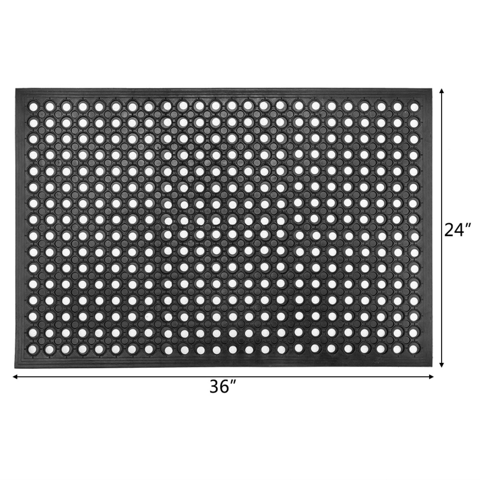 ROVSUN 24D x 36W Rubber Floor Mat with Holes Anti-Fatigue/Non-Slip ...