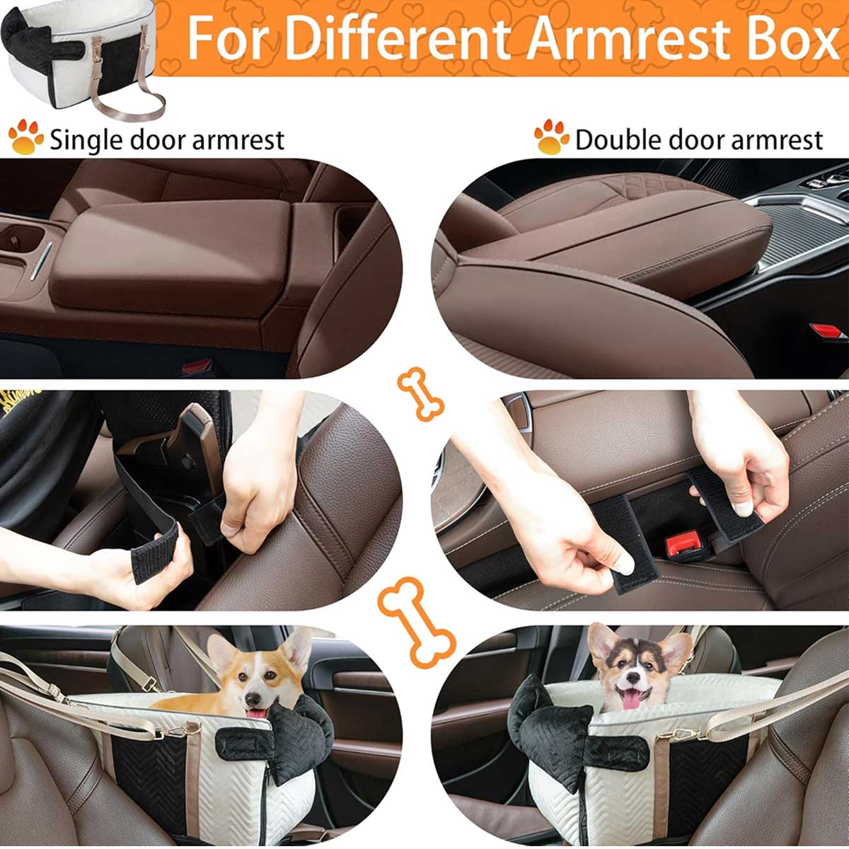 Aoibox Adjustable Portable Center Console Dog Car Seat with Safety Belt ...