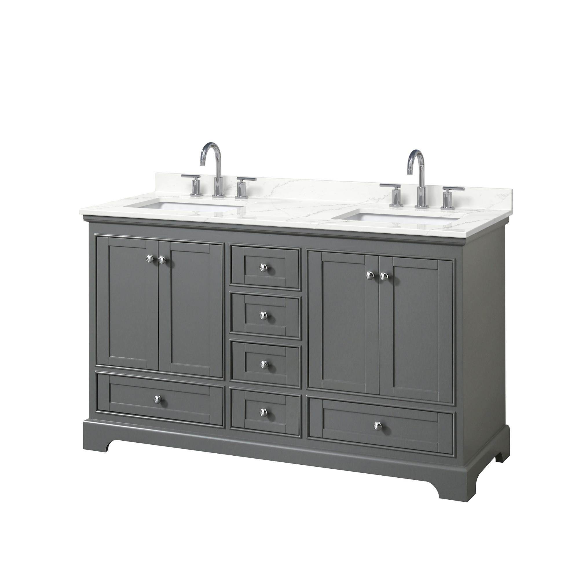 Wyndham Collection Deborah 60-in Dark Gray Undermount Double Sink ...