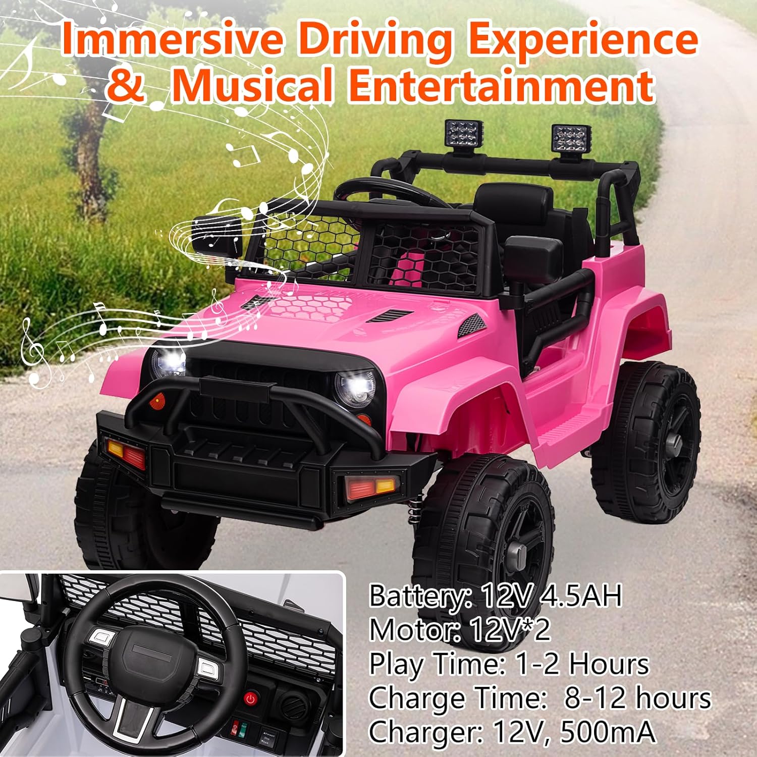Garvee Jeep Power Wheels with Remote Control Car Ride on Toys for Kids ...