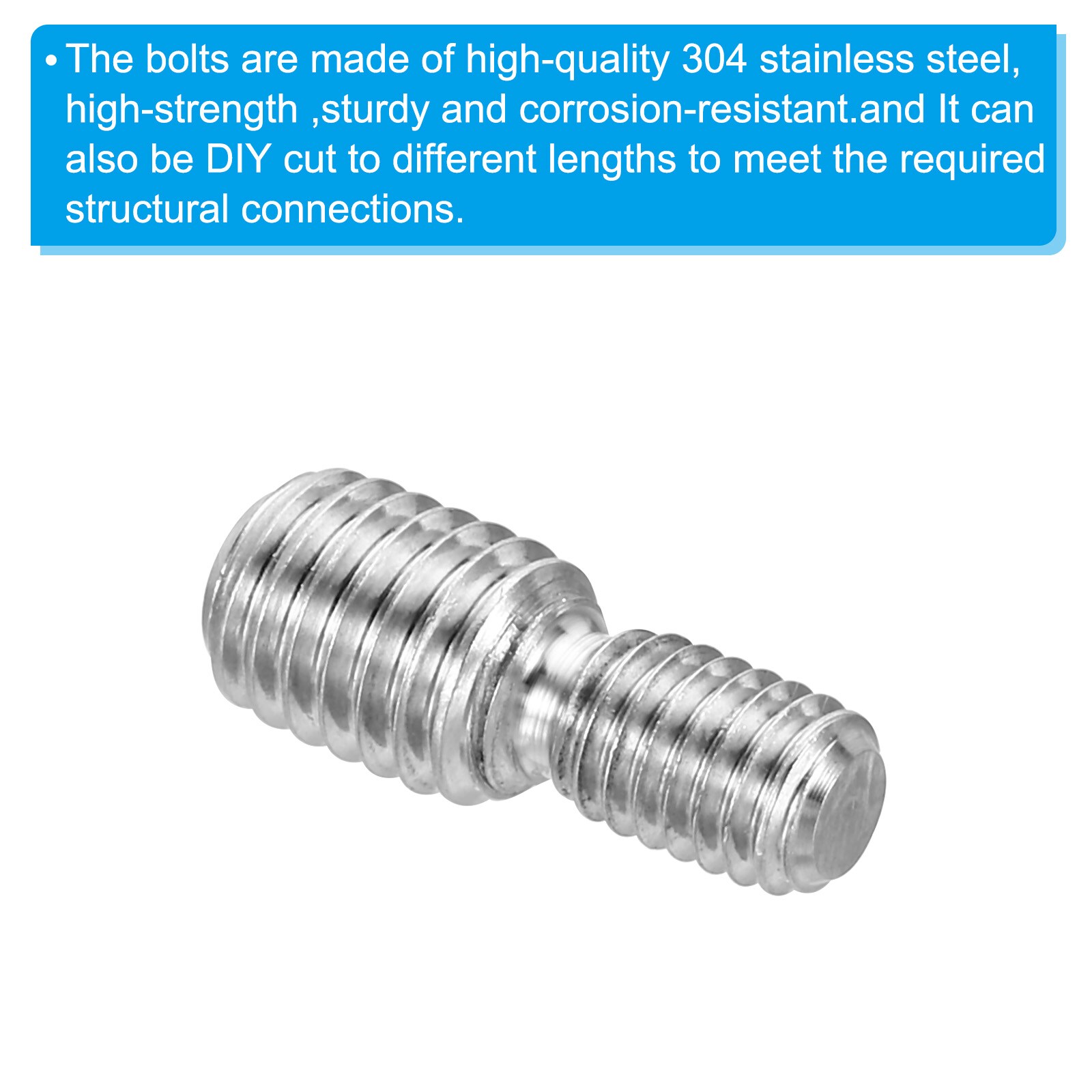 PATIKIL M6x10mm to M8x10mm Double End Threaded Stud Screw Bolt 10pcs ...