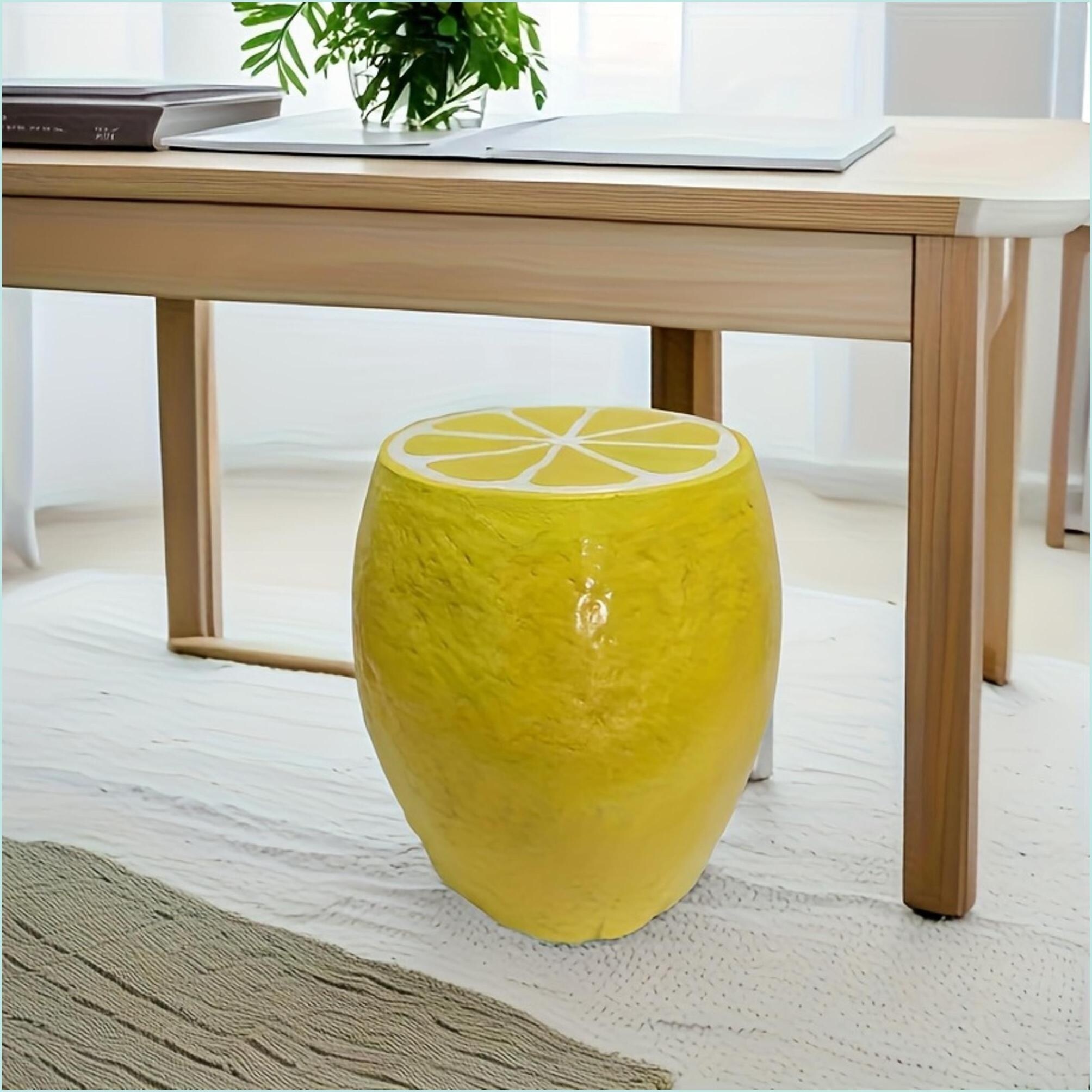 Watnature 14' Lemon Stool Multi Purpose Resin Side Table Plant Stand ...