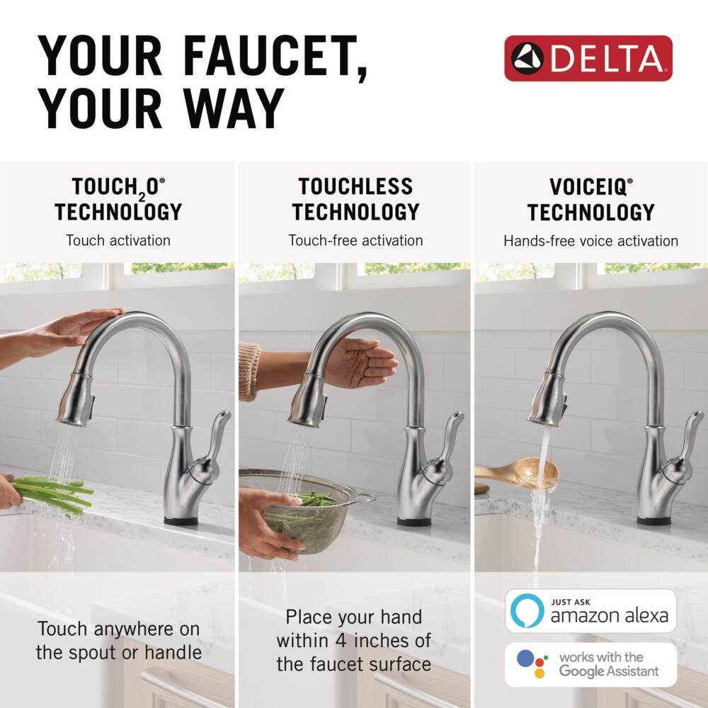 Shop Delta Leland Arctic Stainless Single Handle Voice Activated Pull ...