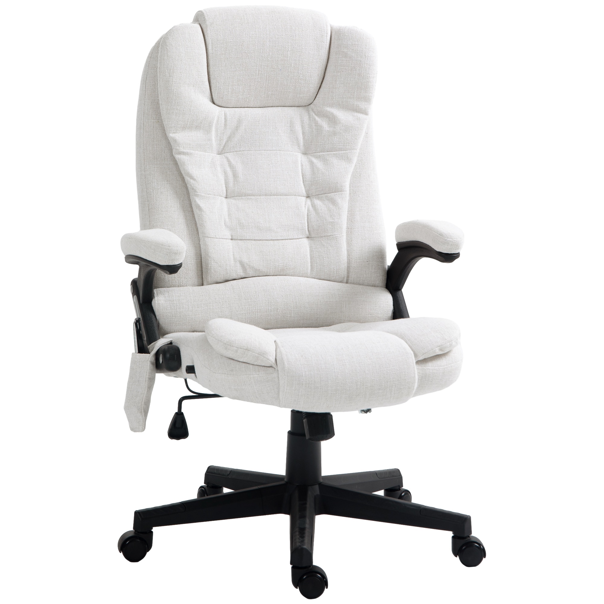 Siavonce Cream White Contemporary Adjustable Height Swivel Polyester ...