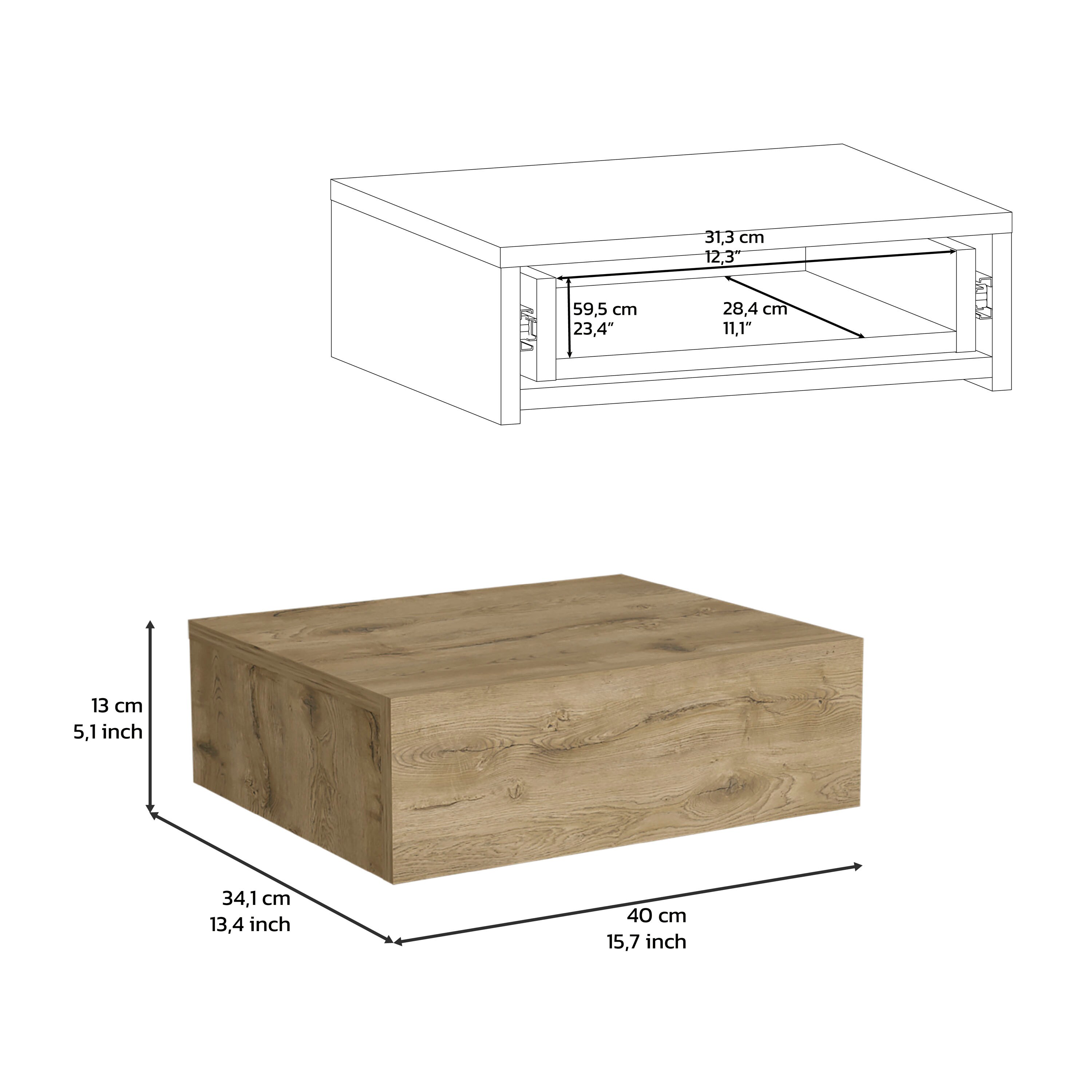 LUXEYARD Floating Nightstand 5H Wall Mounted Bedside Shelf with Drawer ...