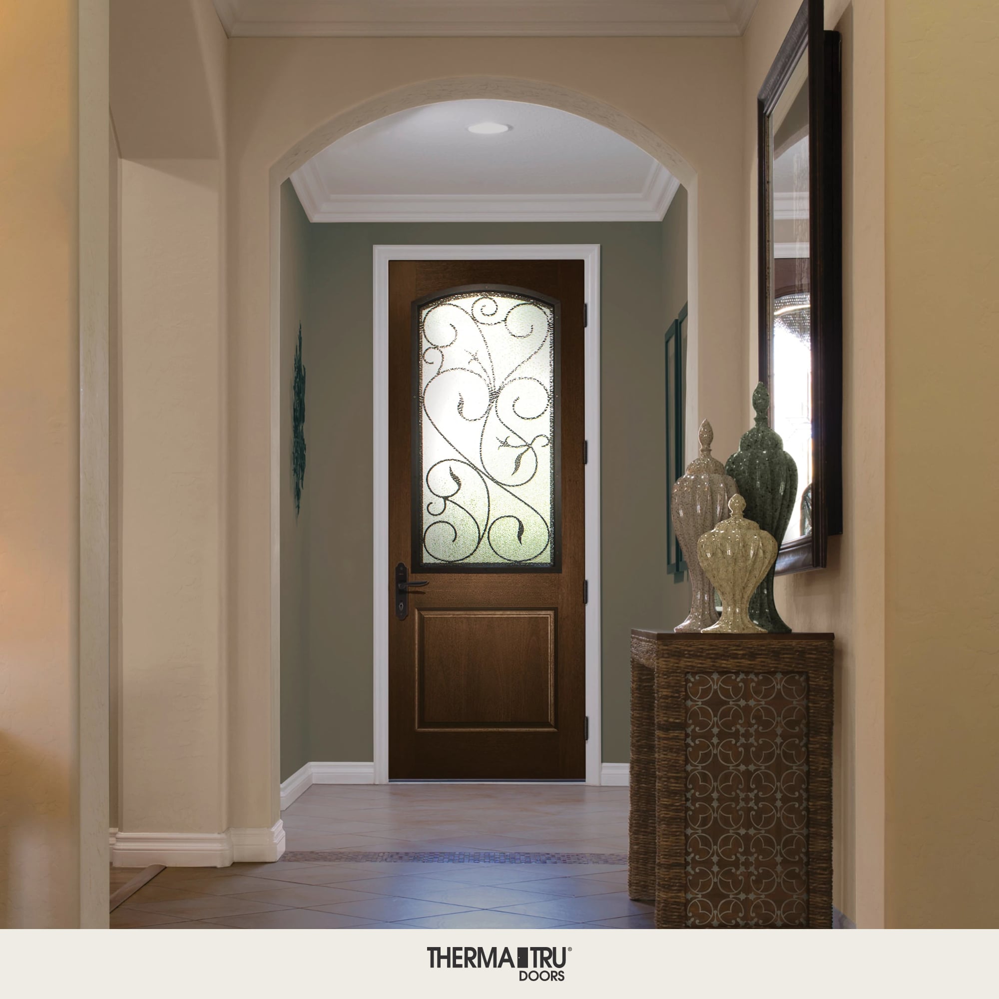 Therma-Tru 36-in x 96-in x 4-9/16-in Fiberglass Center arch lite Right ...