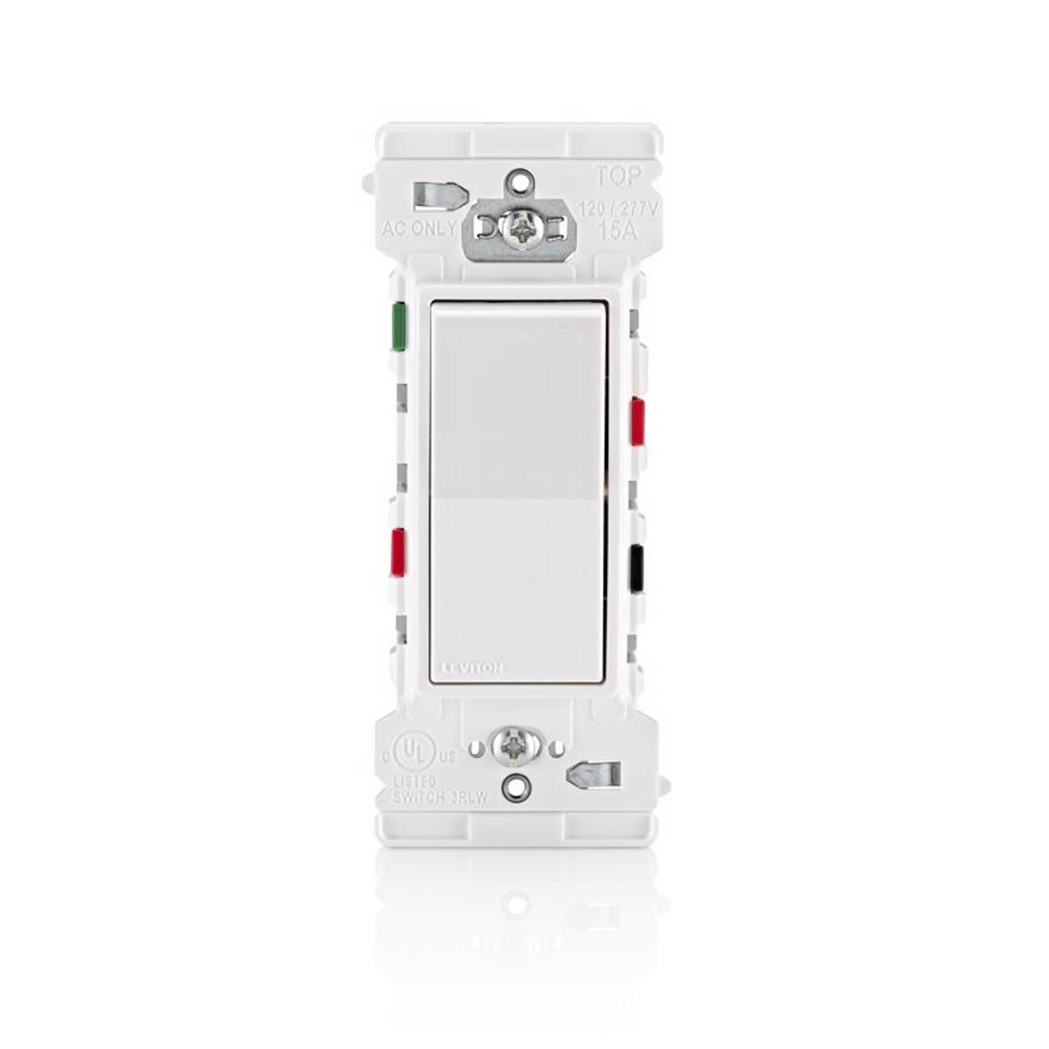 Leviton Decora Edge 15 amps 3 Way Rocker Switch White 10 pk in the ...