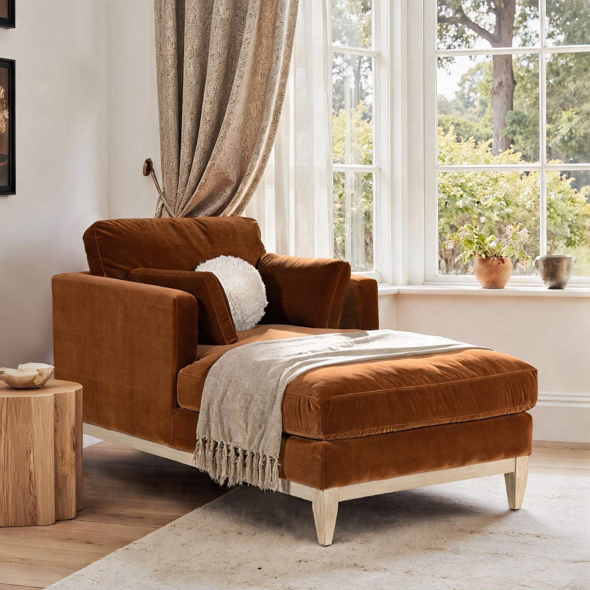 Watnature Performance Velvet Modern Farmhouse 2-Seater 65 Inch Chaise ...