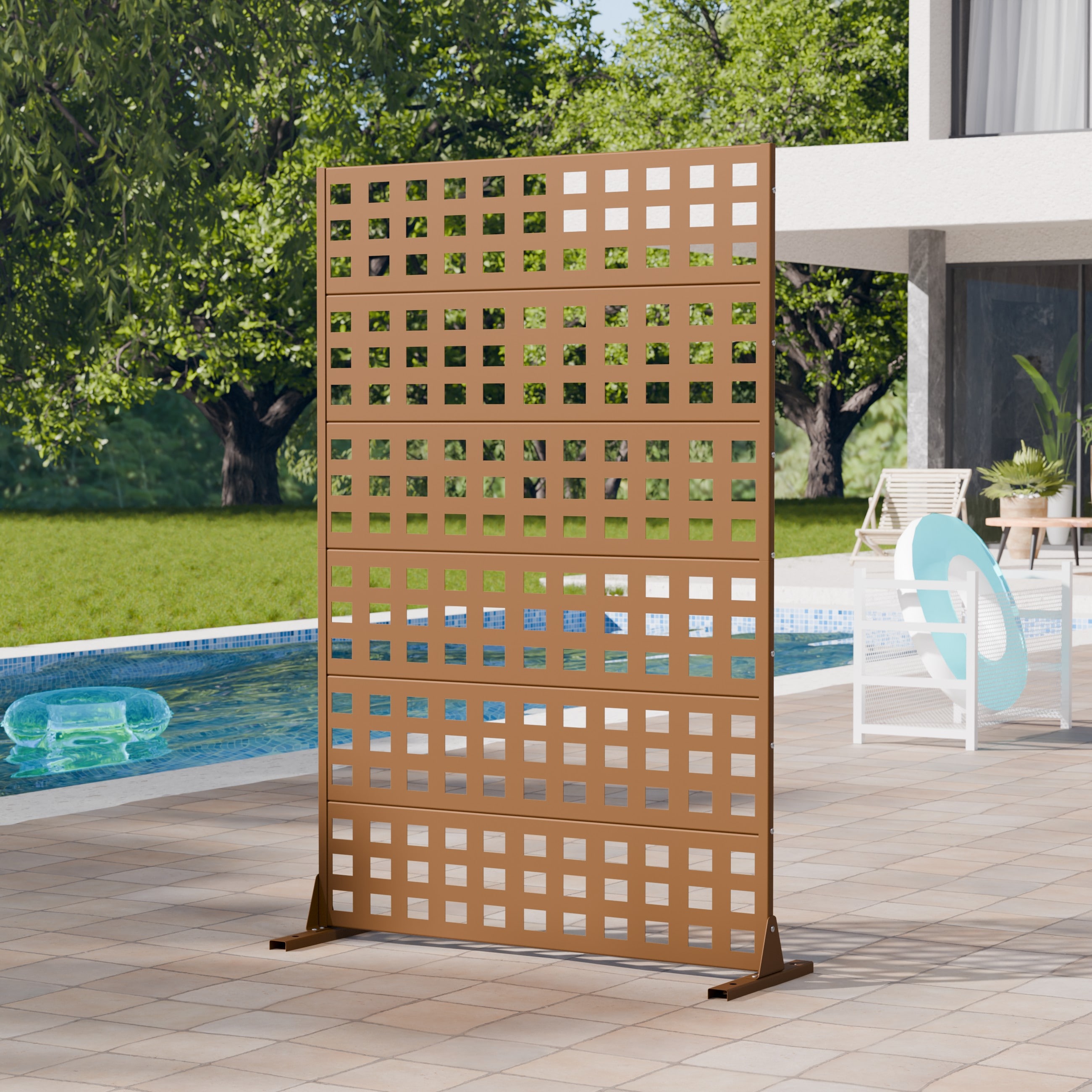 Misty Moon Brown 72 in H x 45 in W Galvanized Steel Outdoor Privacy ...