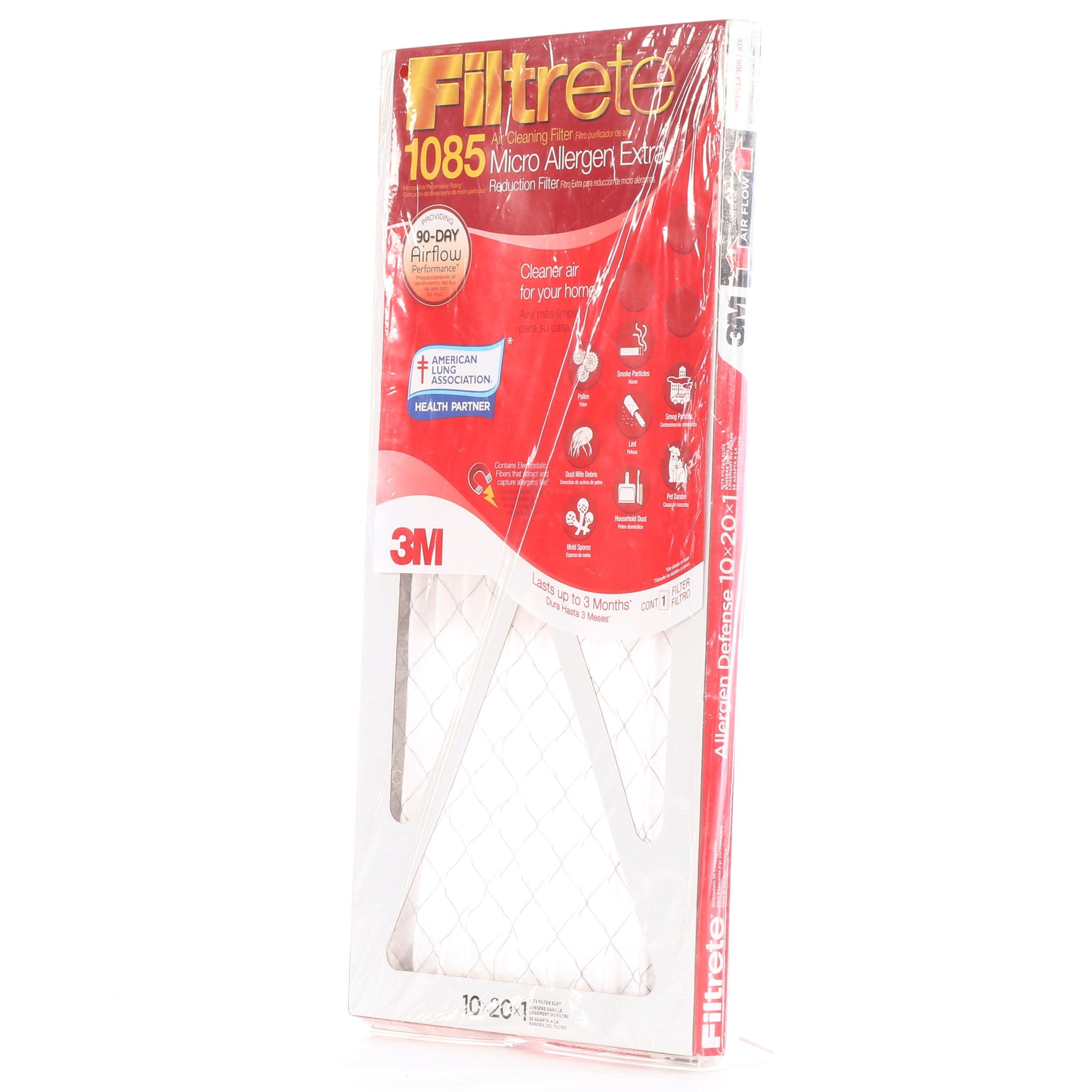 Filtrete 10 in W x 20 in L x 1 in MERV 11 1085 MPR Allergen Defense Extra Electrostatic Pleated Air Filter 1207DC 12 at Lowes