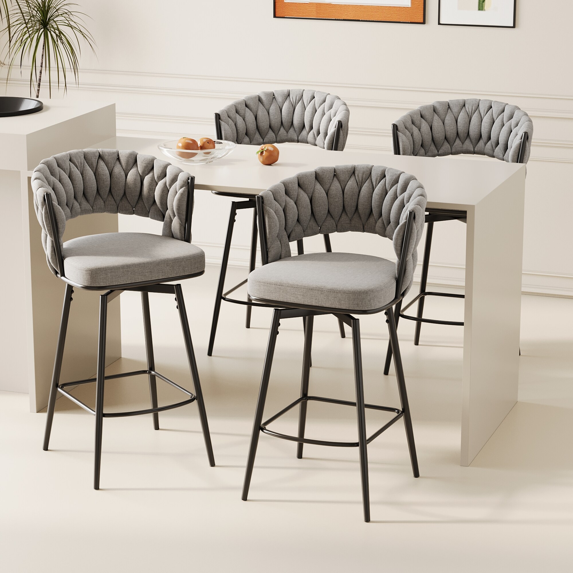 LOVMOR 360 Swivel Bar Chairs set of 2 equipped with soft cushioned ...
