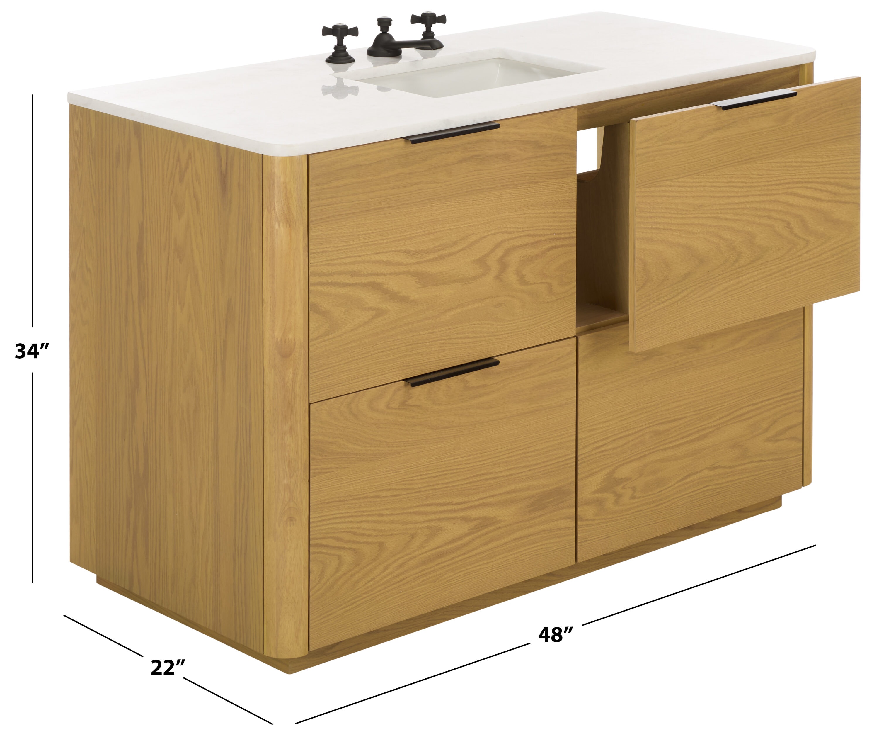 Safavieh Gabrietta 48 inch Single Vanity/Natural/White in the Bathroom ...