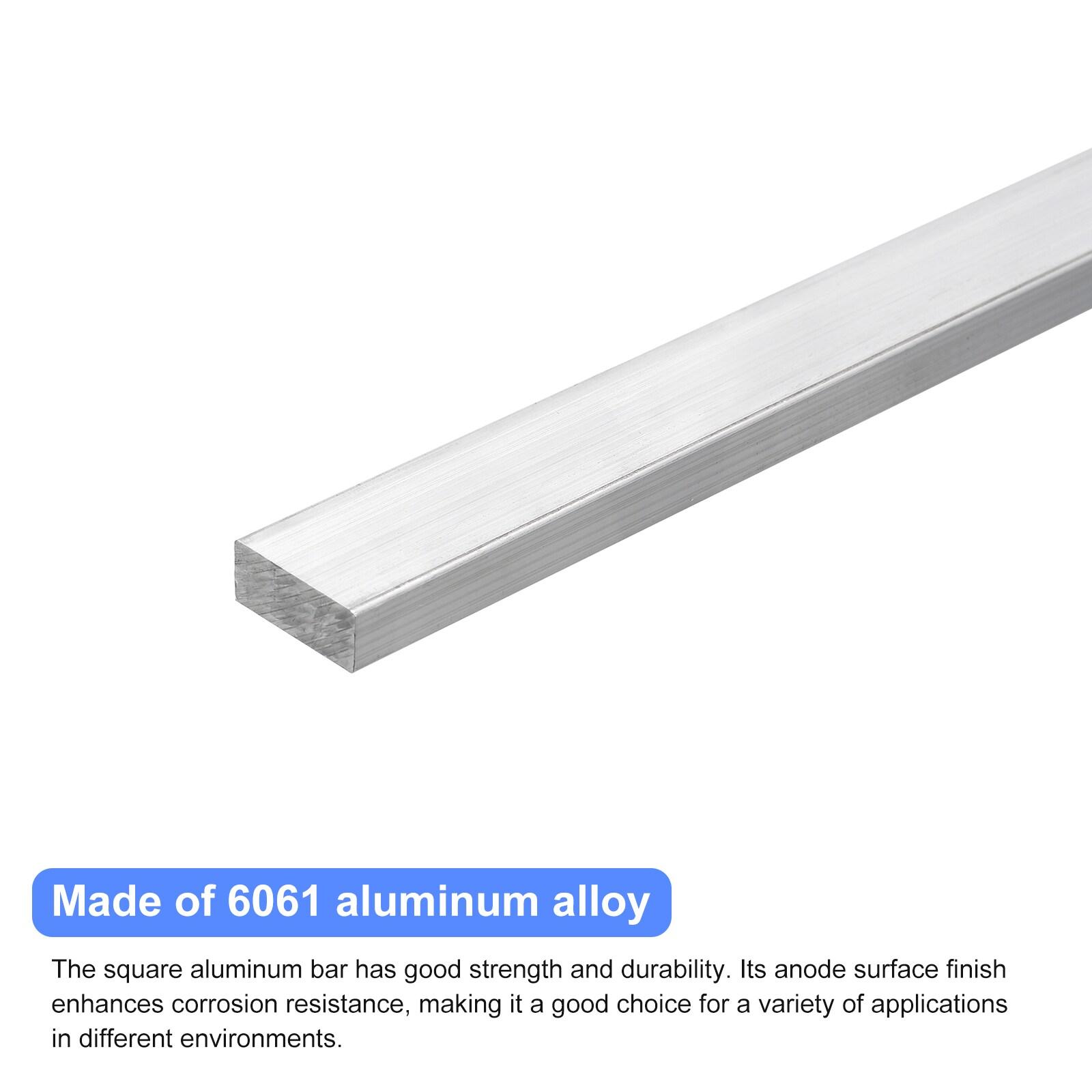 Unique Bargains Square Aluminum Flat Bar 1/2-Inch Thick 1.2-Inch Width ...