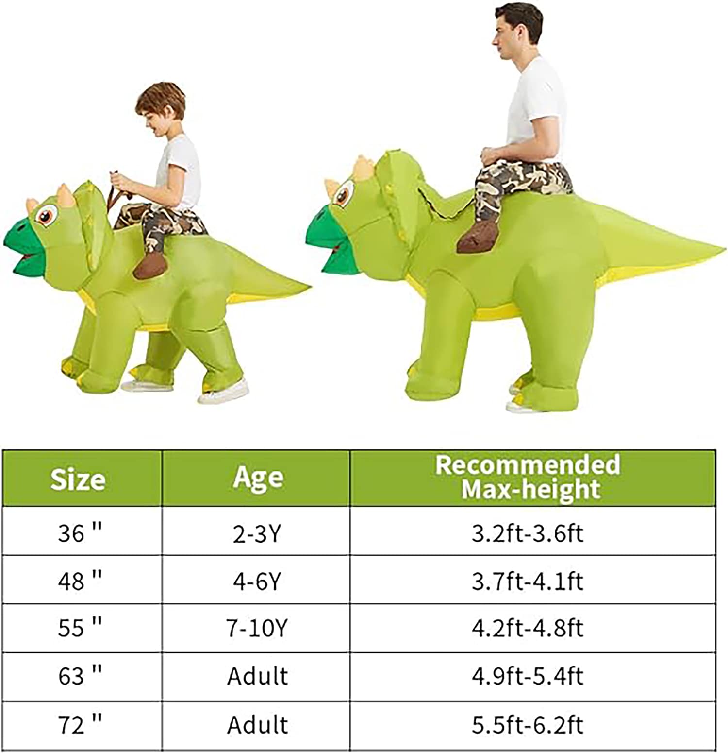 GOOSH GOOSH 48 inch Inflatable Dinosaur Costume Kids Triceratops ...