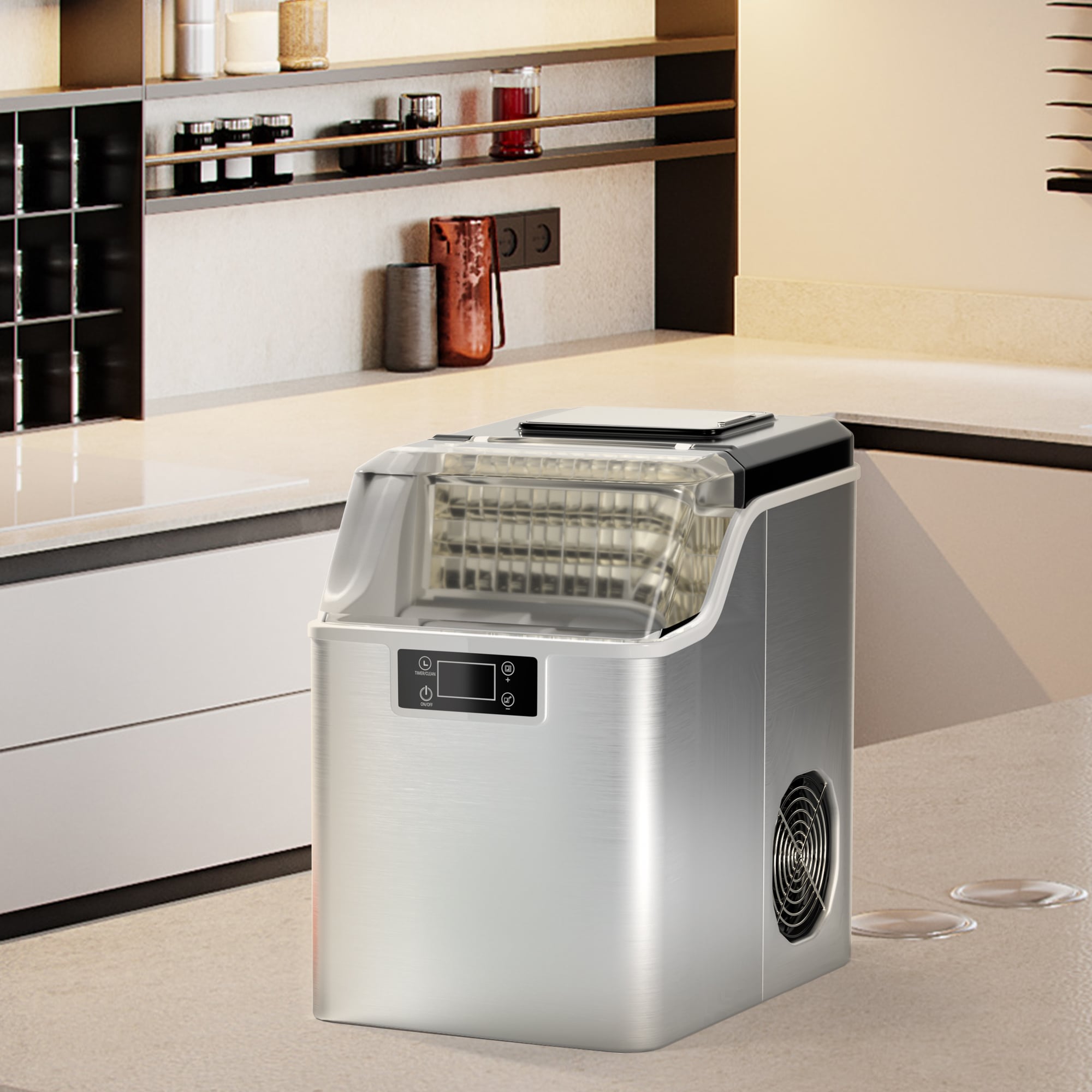 SIMZLIFE 26-lb Ice Per day Countertop Cubed Ice Maker (Black) IM-FP at ...