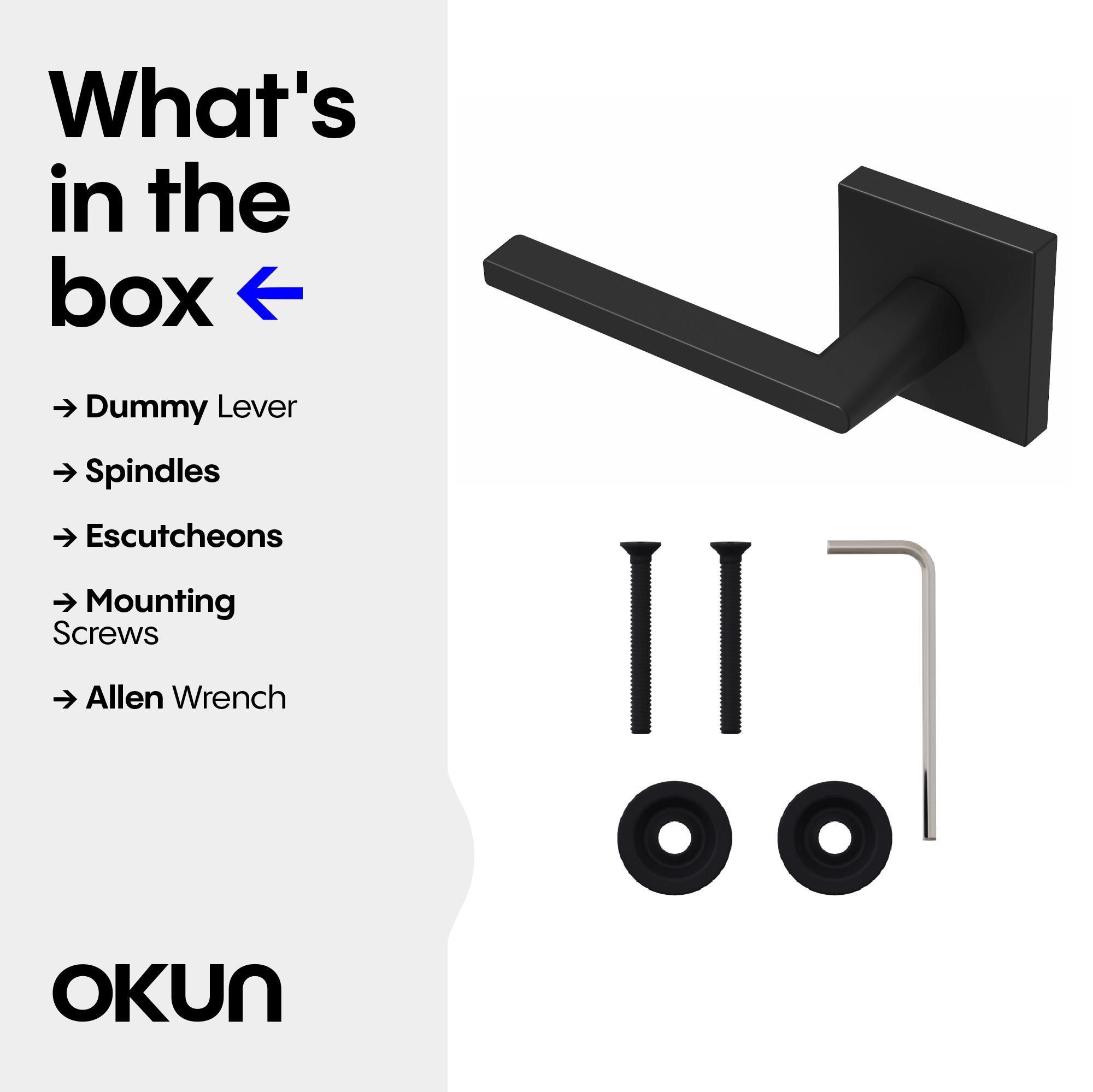 OKUN Quadra Matte Black Interior or Hall/Closet Dummy Door Handle 2 ...
