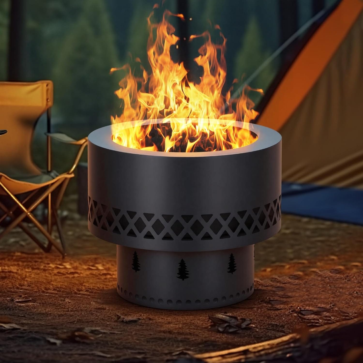 Garvee 19 Inch Wood Burning Fire Pit Table with Removable Ash Pan and ...