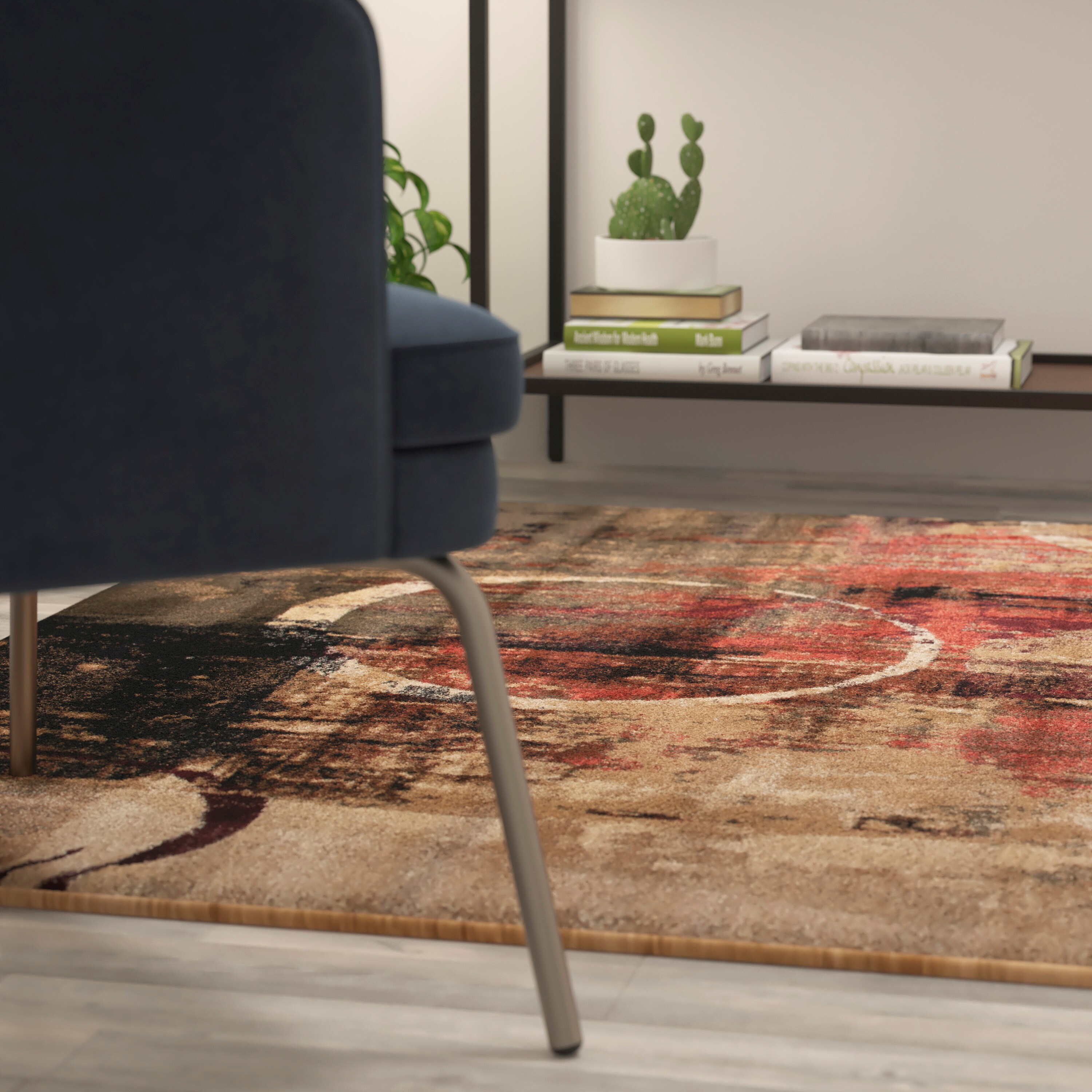 Flash Furniture Caldor 6 X 9 (ft) Green Indoor Abstract Area Rug in the ...