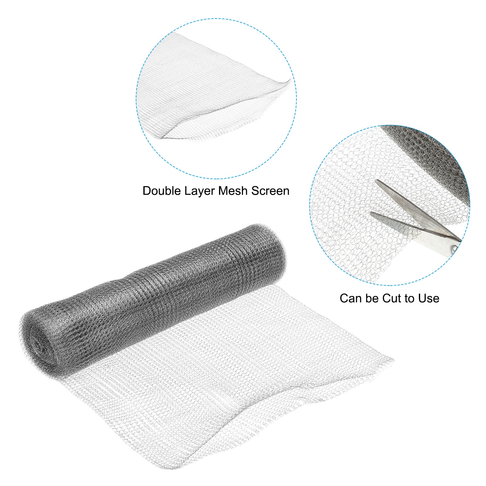PATIKIL 12inx20ft Wire Mesh Hole Fill Fabric Stainless Steel Mesh ...