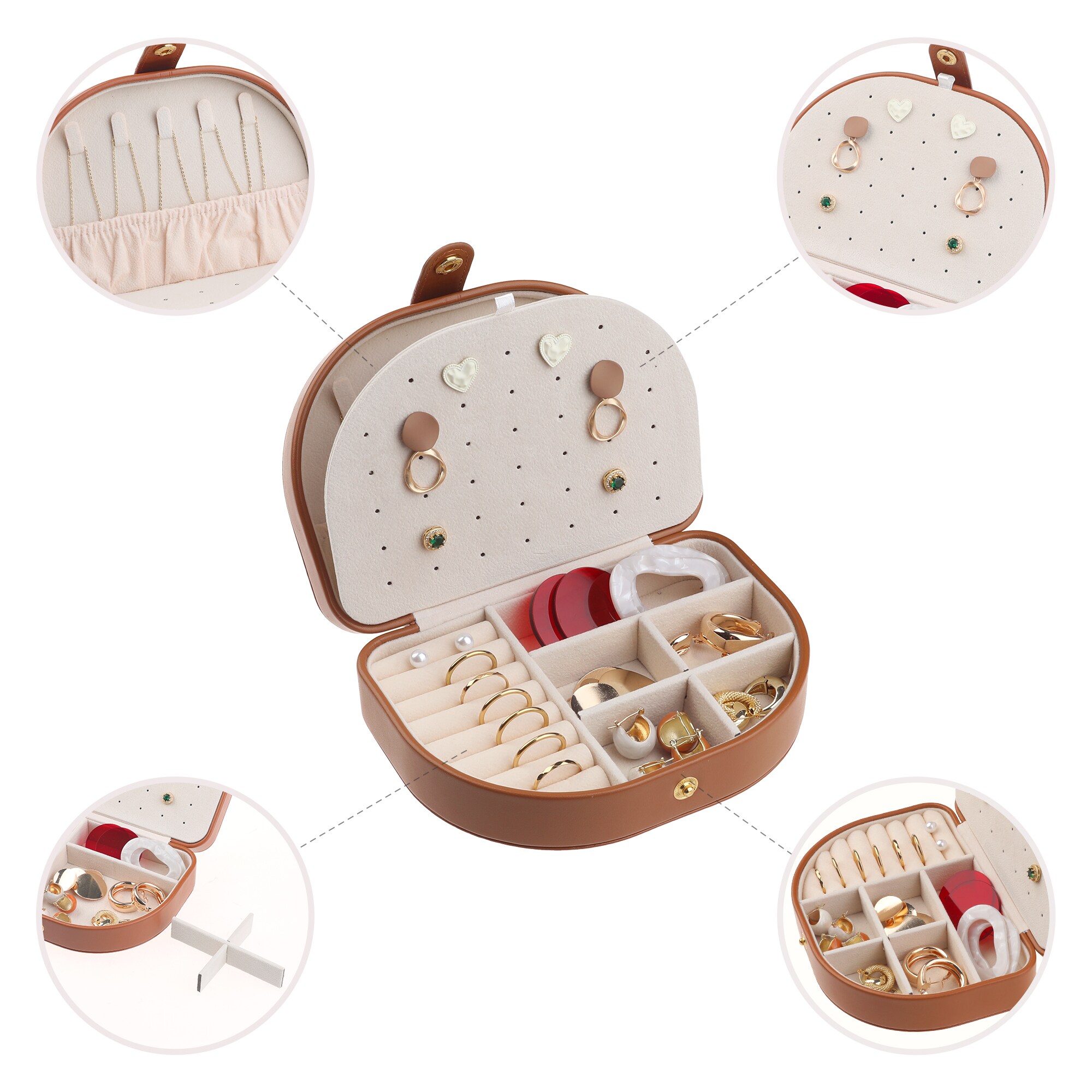 Unique Bargains Travel Size Jewelry Box Small Portable Seashell-Shaped ...
