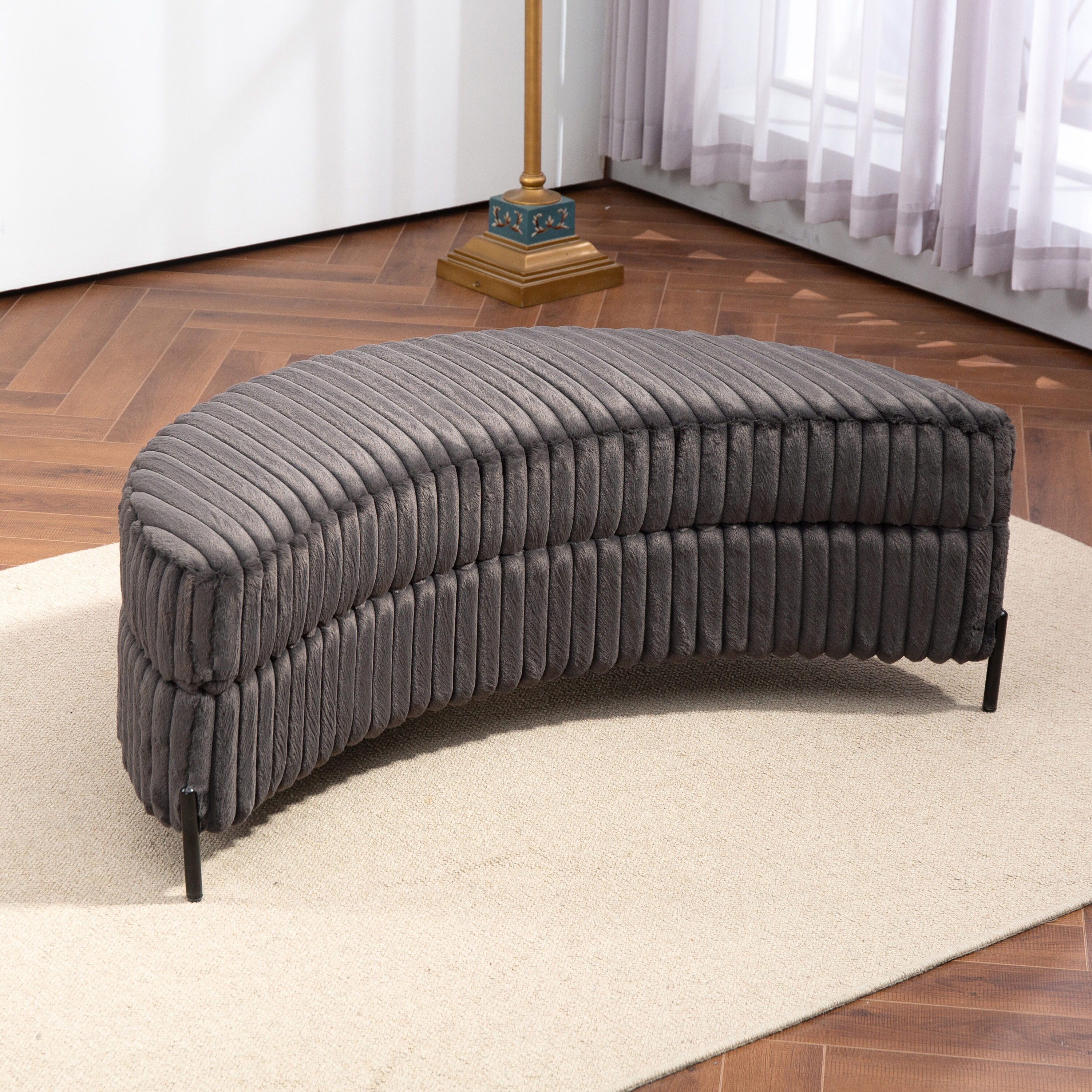 Hrinhom Modern CHARCOAL Crescent Storage Ottoman in the Ottomans & Poufs department at Lowes.com