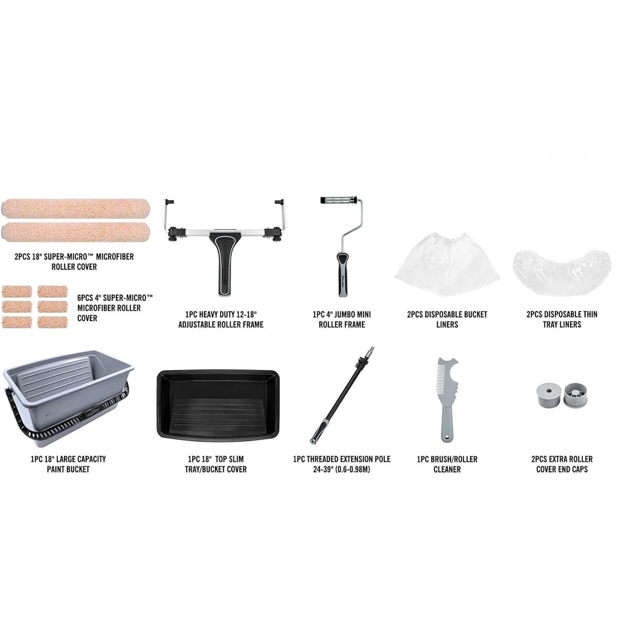 Numhew 18in W 20-Piece Adjustable Roller Frame Extension Pole Painted ...
