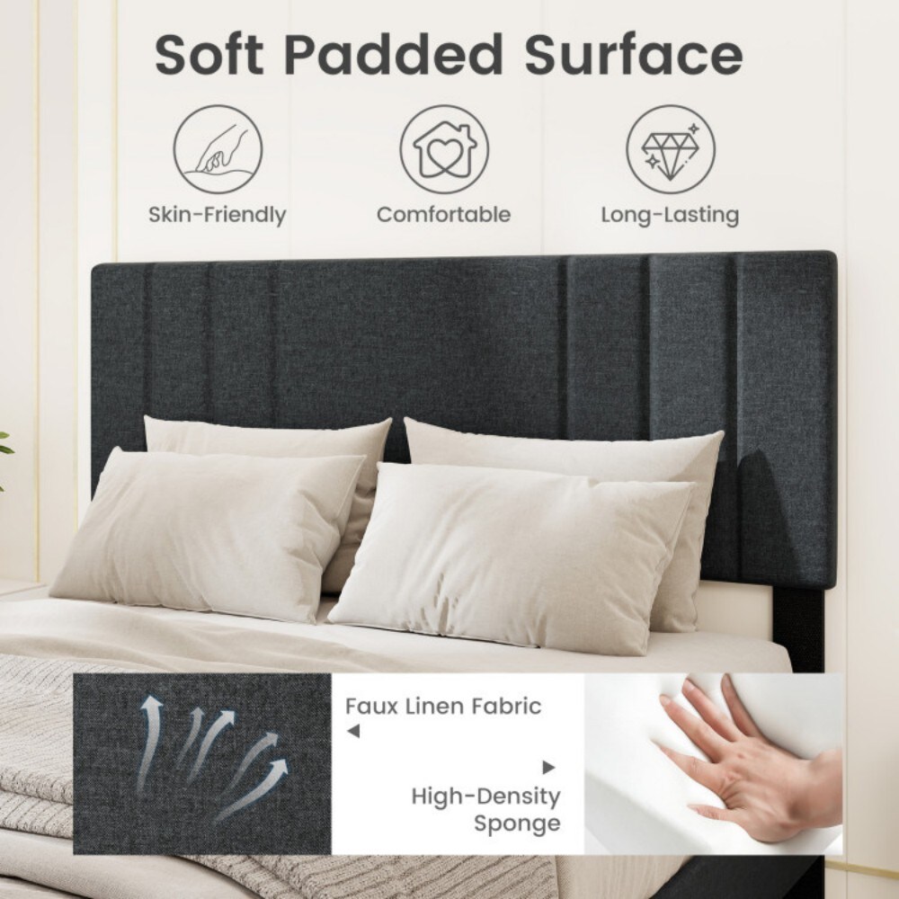 Fenbeli Full Upholstered Bed Frame with Vertical Channel Tufted ...