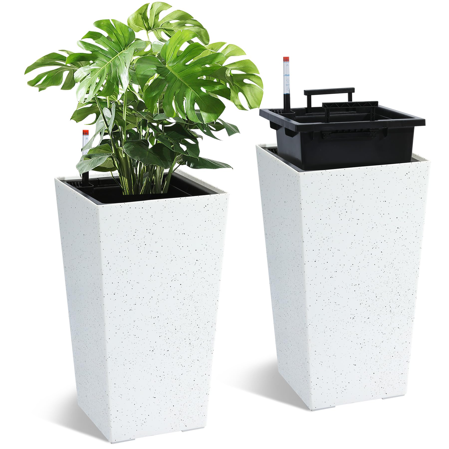 Garvee Twenty One Point Seven in Planters Set of 2 Outdoor Indoor Black ...
