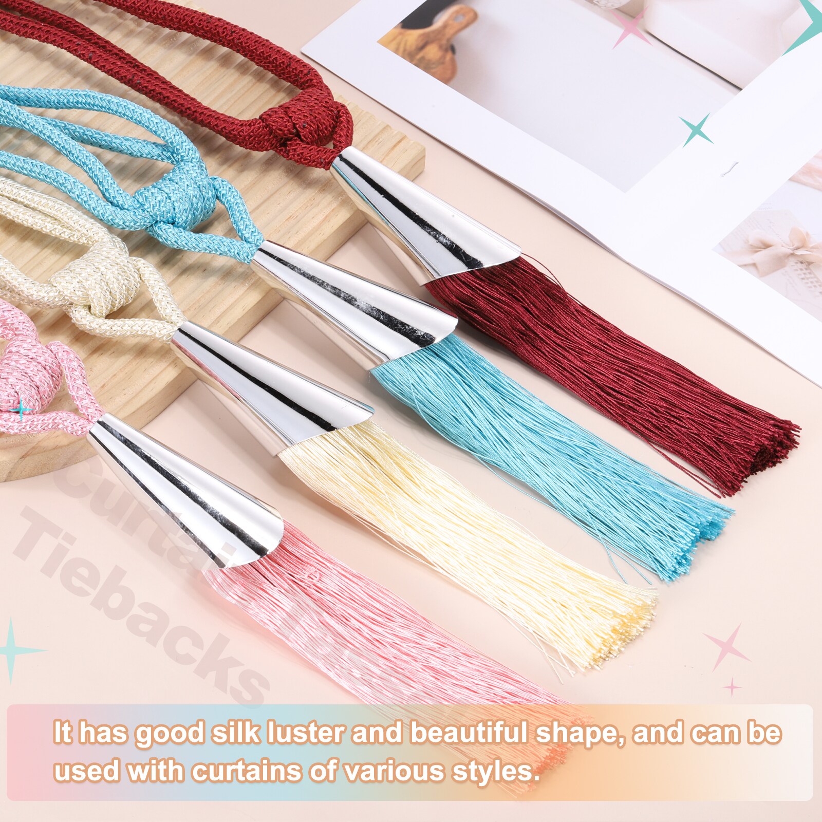 PATIKIL Curtain Tassel Tiebacks 2 Pack 28inch Curtain Holdbacks Rope ...