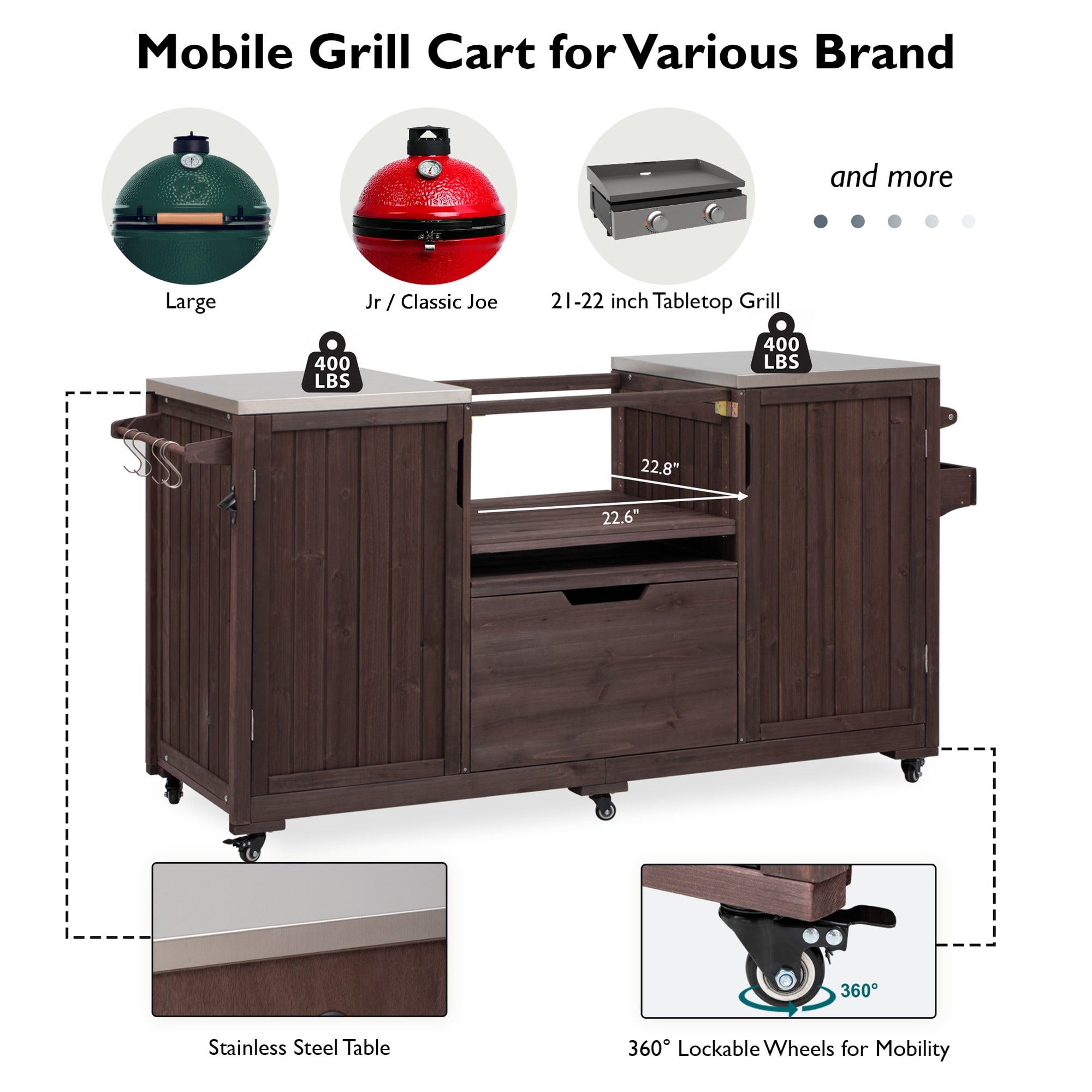ModernLuxe Assembly Required 66.5Inch Outdoor Kitchen Island for Big ...