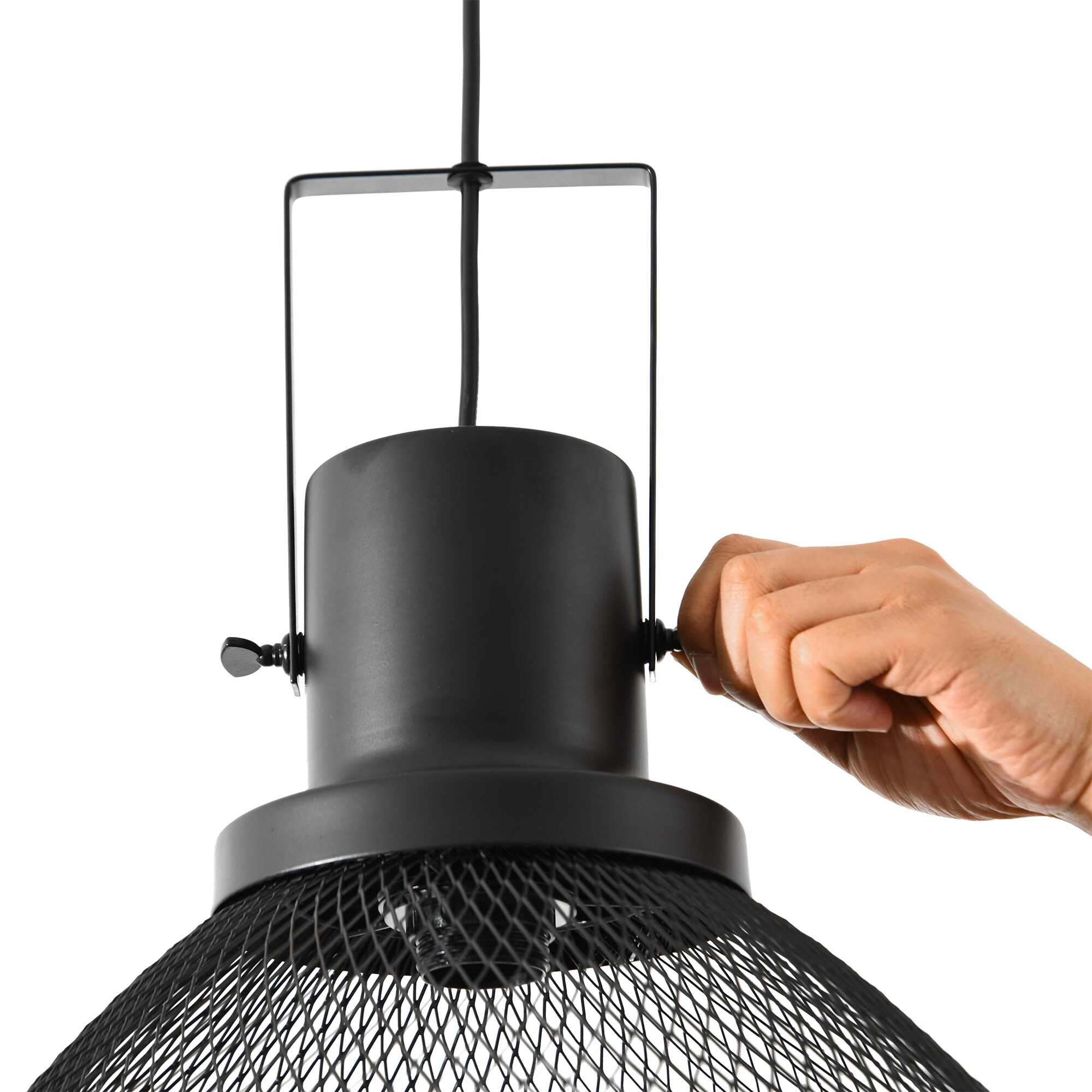 HomCom Industrial Pendant Light Fixtures Black Metal Frame Hanging ...