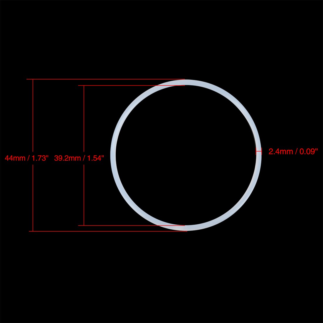 Unique Bargains Silicone O-Rings 44mm OD 39.2mm ID 2.4mm Width VMQ Seal ...