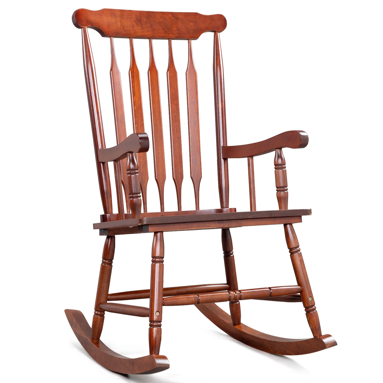 Winado Brown Wood Frame Rocking Chair with Solid Seat in the Patio ...
