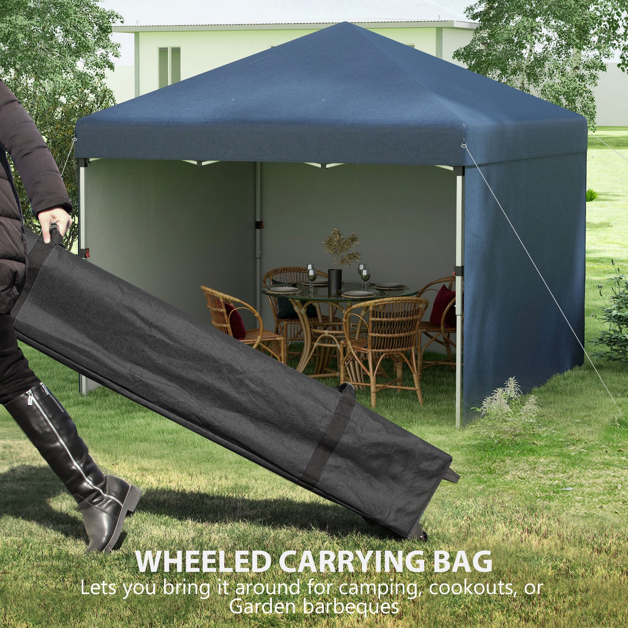 Huluwat 10ft x 10ft Pop Up Canopy Tent with 3 Sidewalls Leg Weight Bags ...